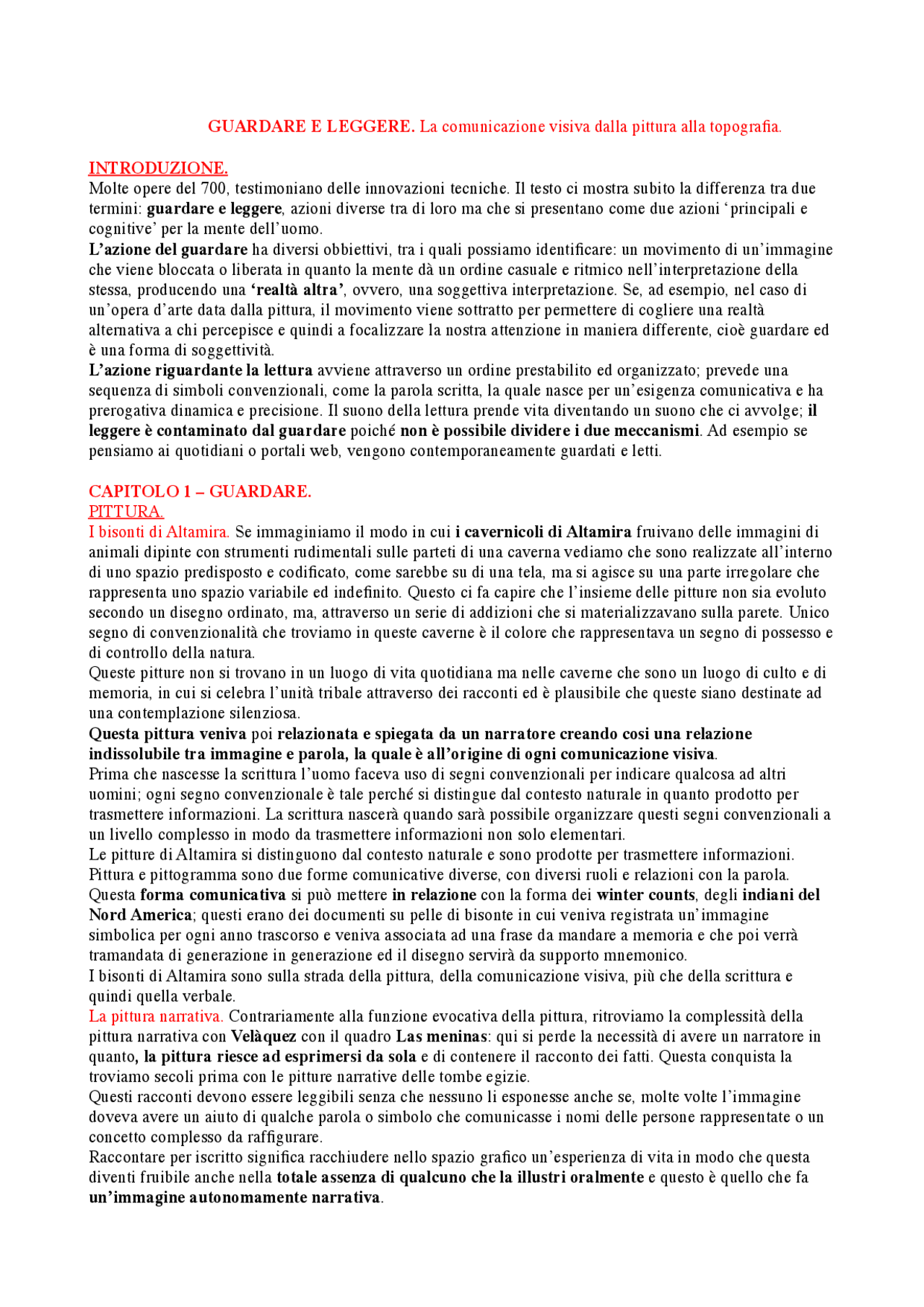 Riassunto Completo Guardare E Leggere Docsity