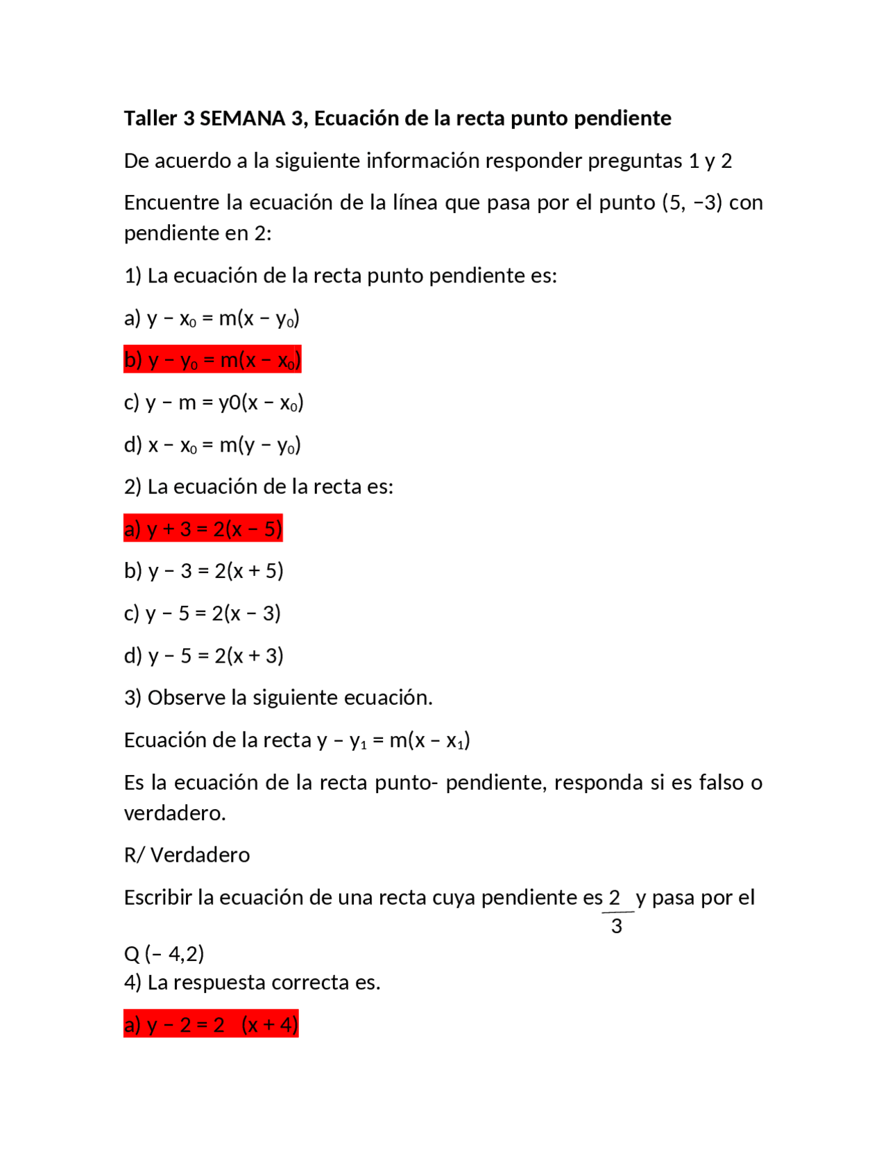 Hoja De Trabajo Con Respuestas Para Escribir Ecuaciones En Forma De ...