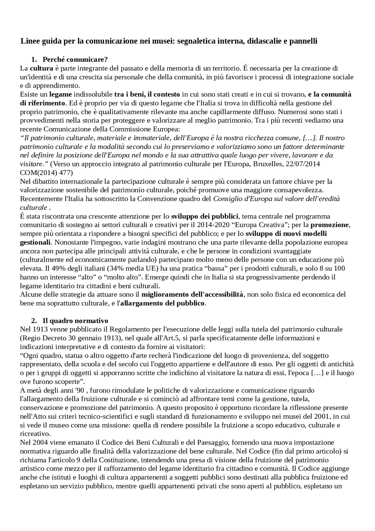 Linee guida per la comunicazione nei musei - Segnaletica interna ...