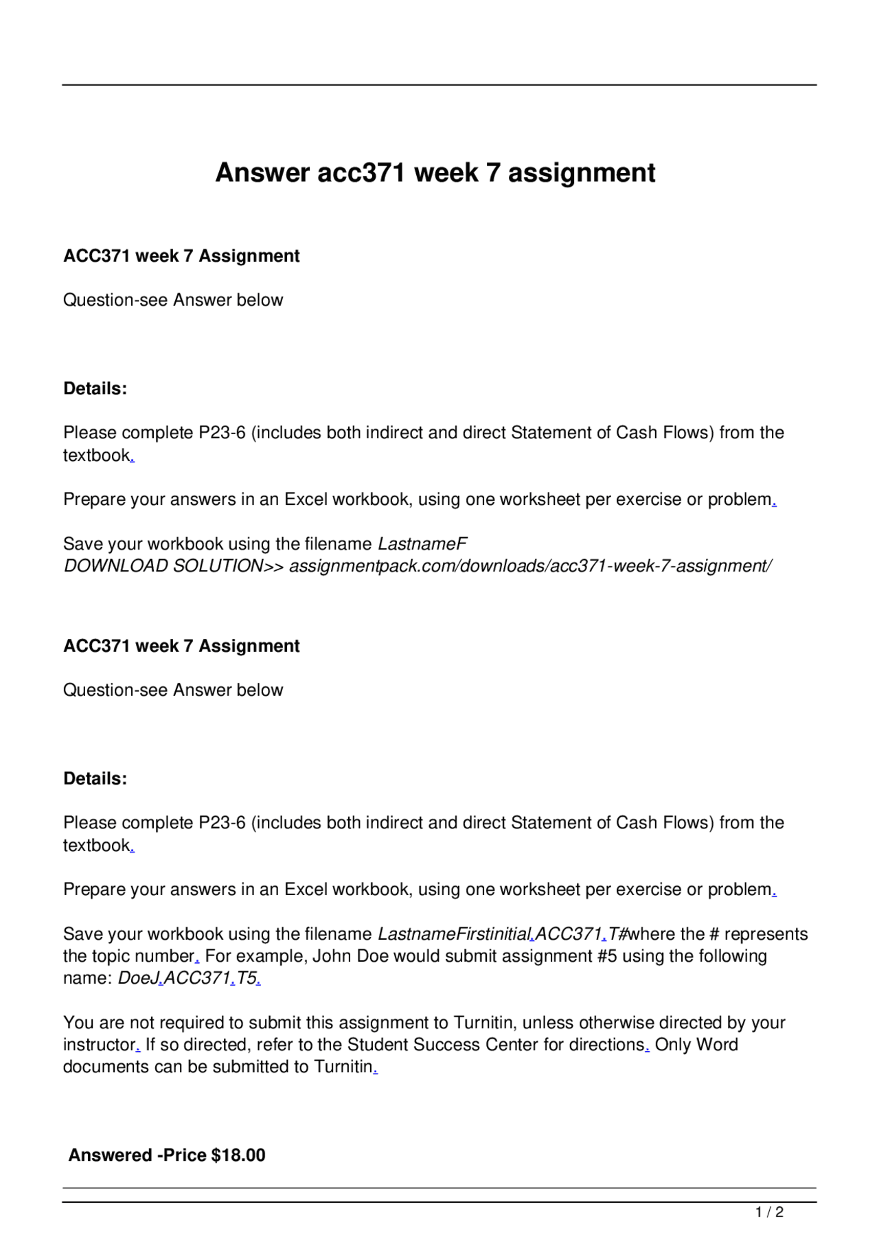 Answer Acc371 Week 7 Assignment Docsity