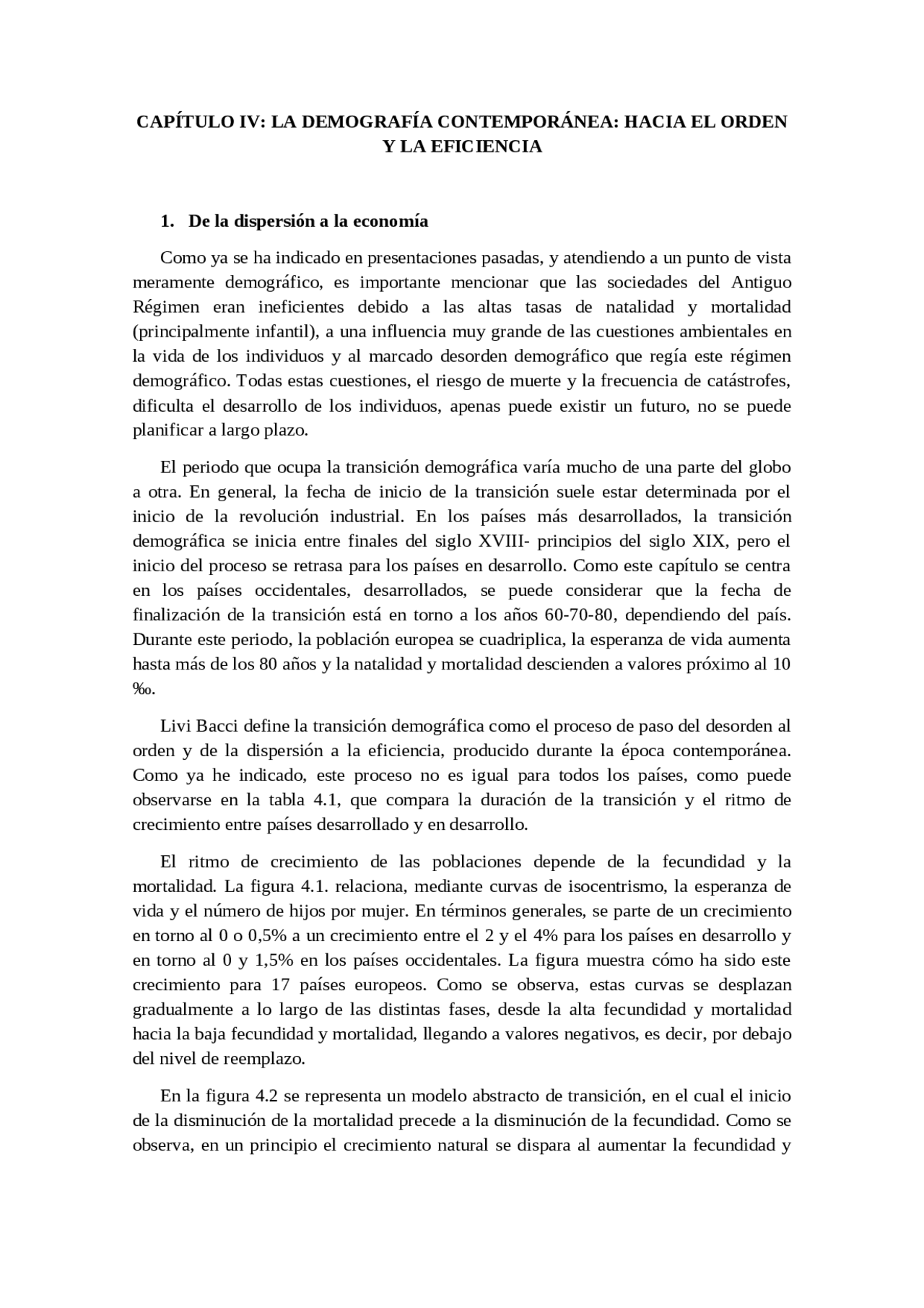 Capítulo 4 Livi Bacci Resúmenes De Demografía Docsity