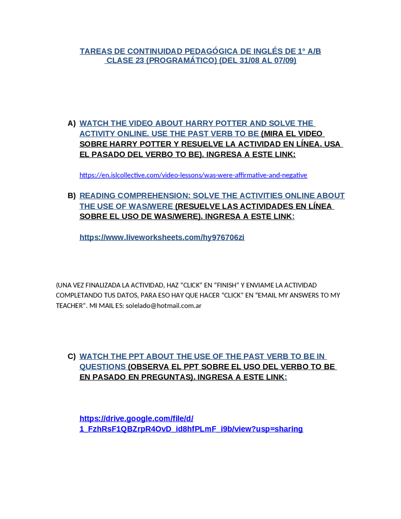 Ejercicio De Ingles Docsity