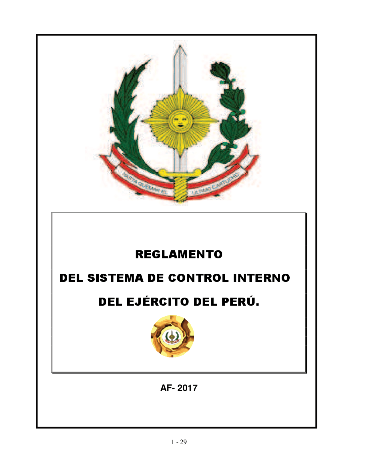 REGLAMENTO DEL SISTEMA DE CONTROL INTERNO DEL EJÉRCITO DEL PERÚ - Docsity