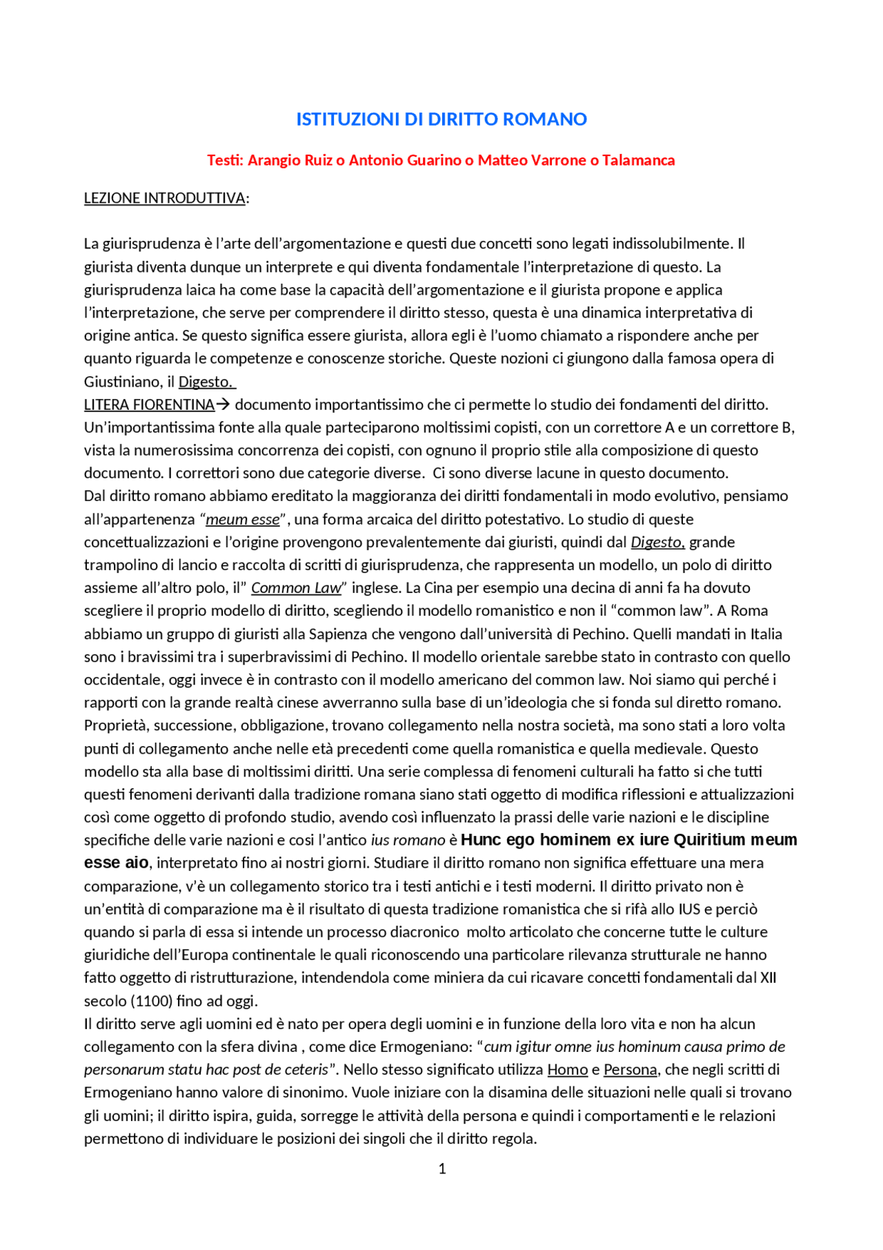 Istituzioni Di Diritto Romano Prima Parte Docsity