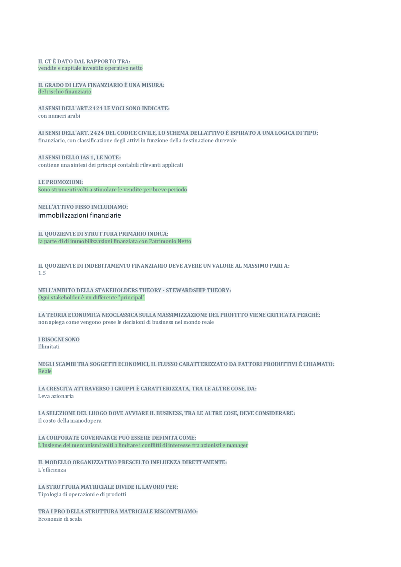 Prove Esame Economia Aziendale Ingegneria Mercatorum 2020 Prove D