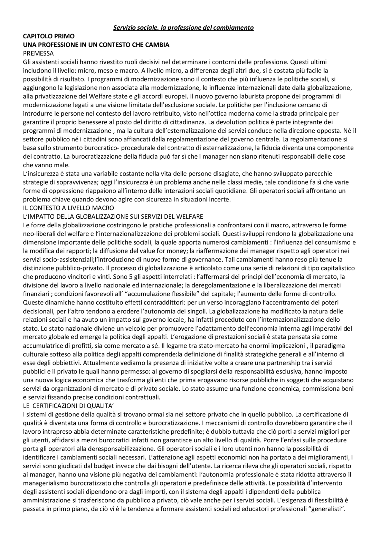 Servizio Sociale Di Lena Dominelli Docsity