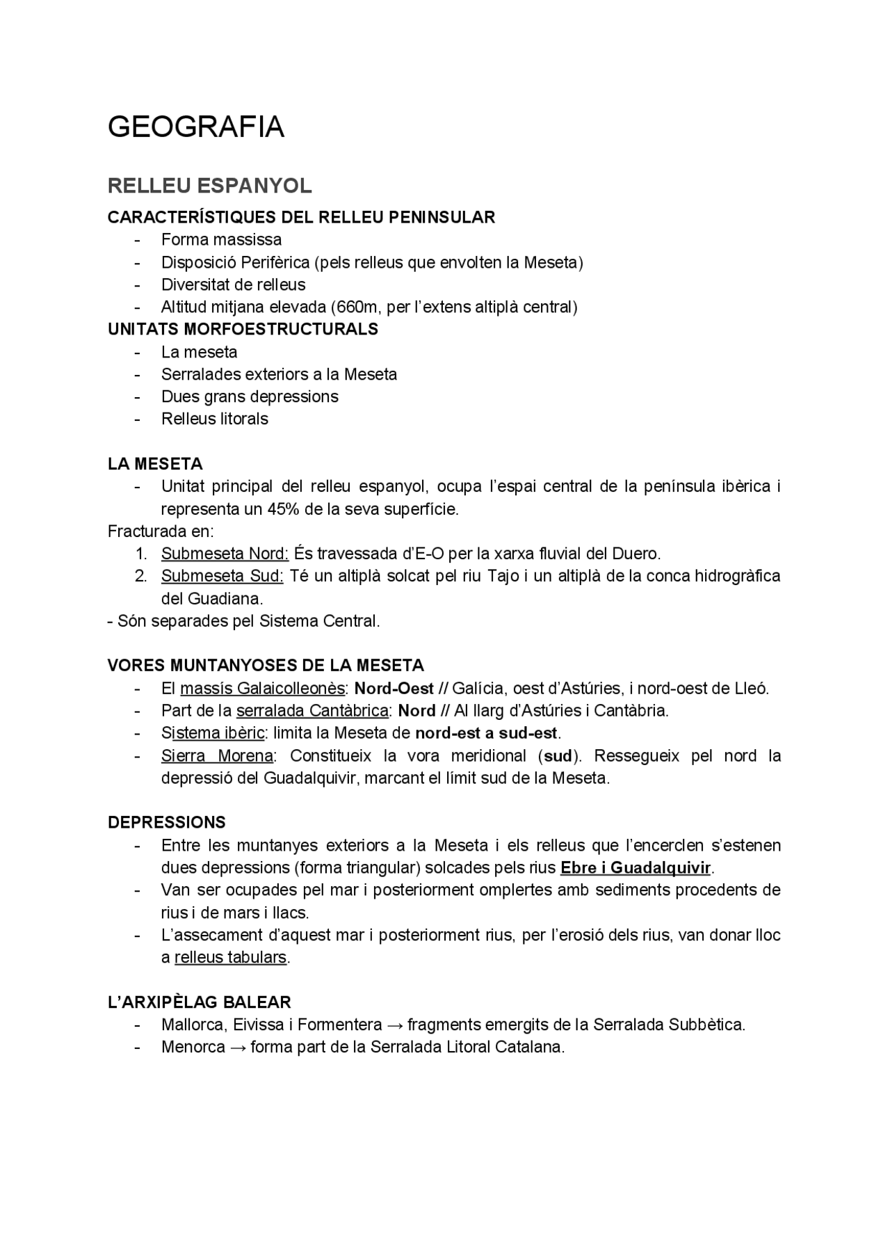 Apunts Unitat 1 Geografia 2n Batxillerat Docsity