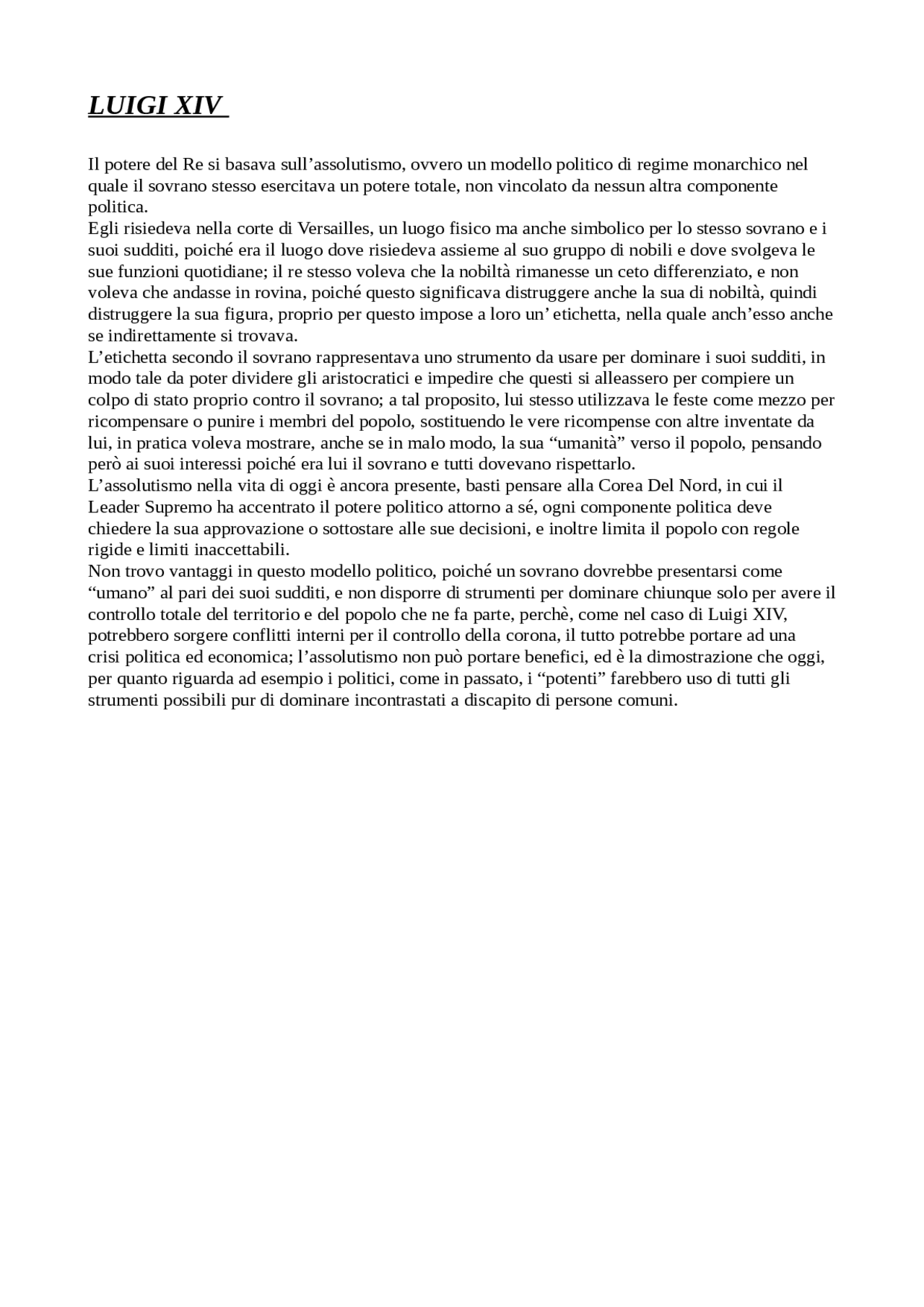 Luigi Xiv E Il Potere Assoluto Docsity