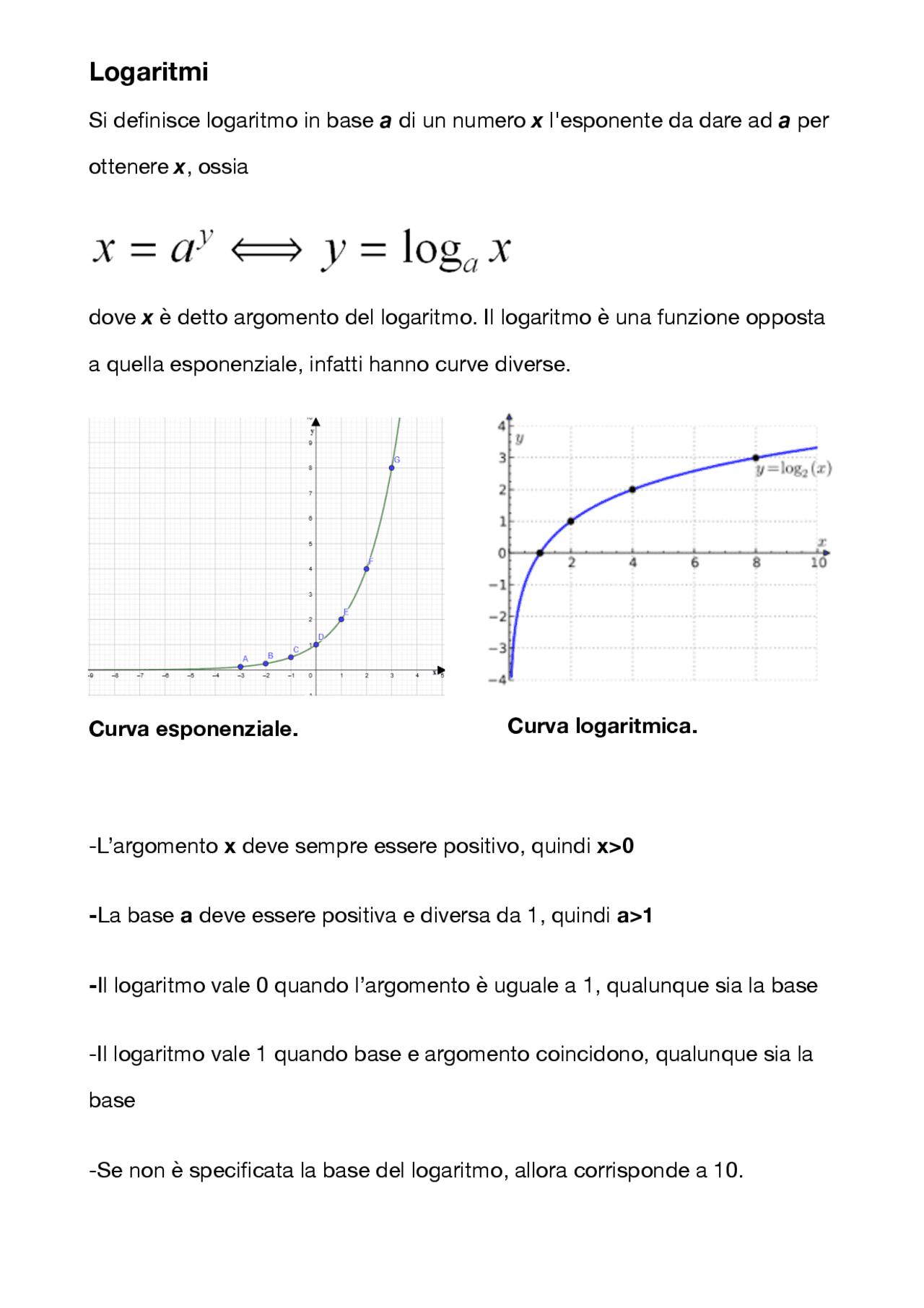 Logaritmi - Riassunto - Docsity