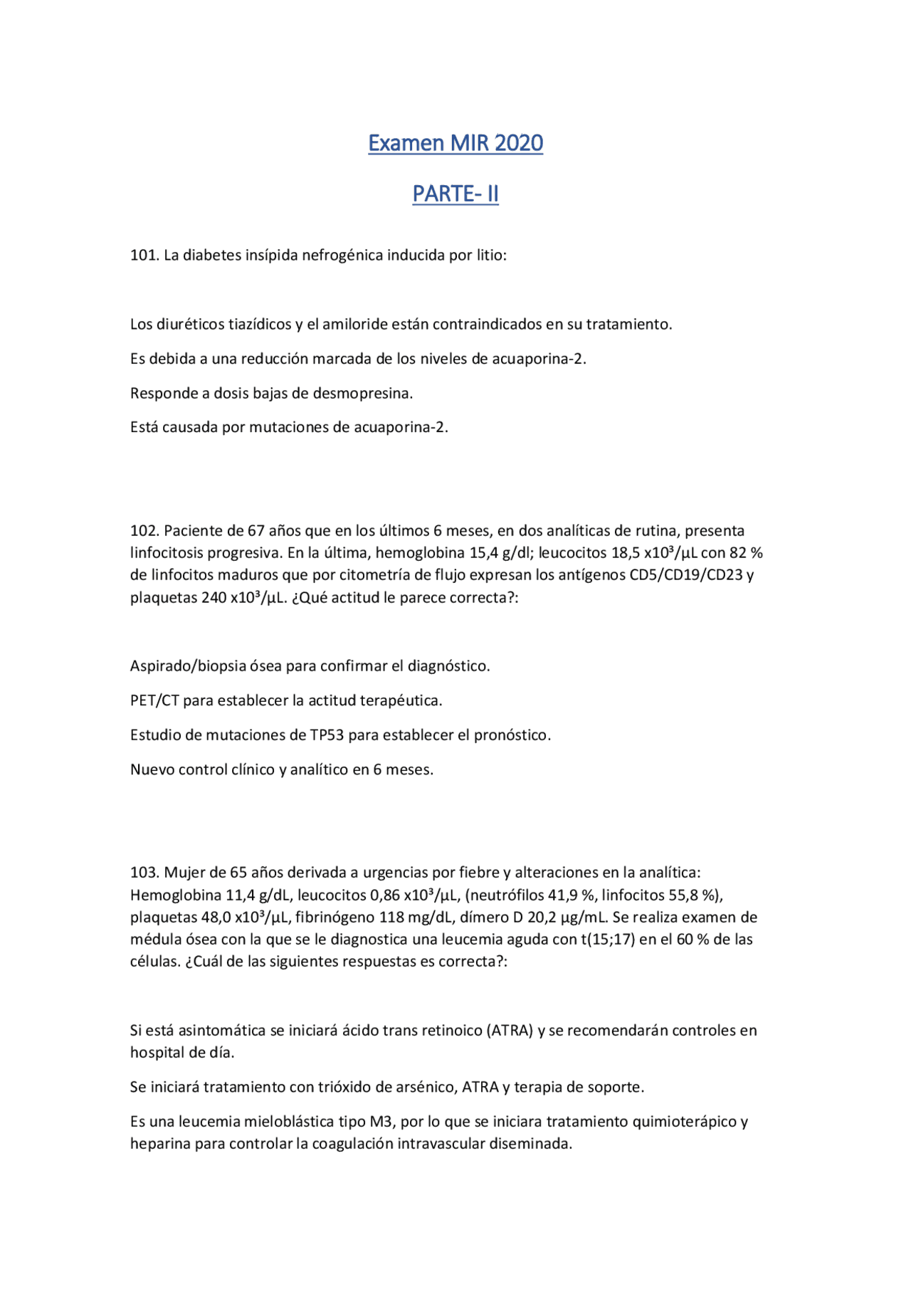 EXAMEN MIR- PARTE II - AÑO 2020 - Docsity
