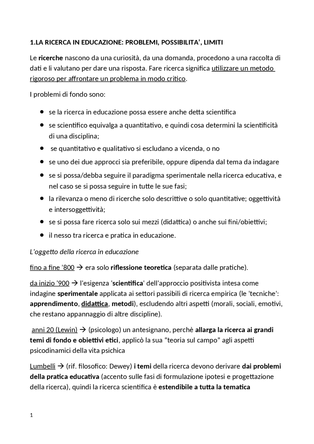La Ricerca Sul Campo In Educazione I Metodi Qualitativi Docsity