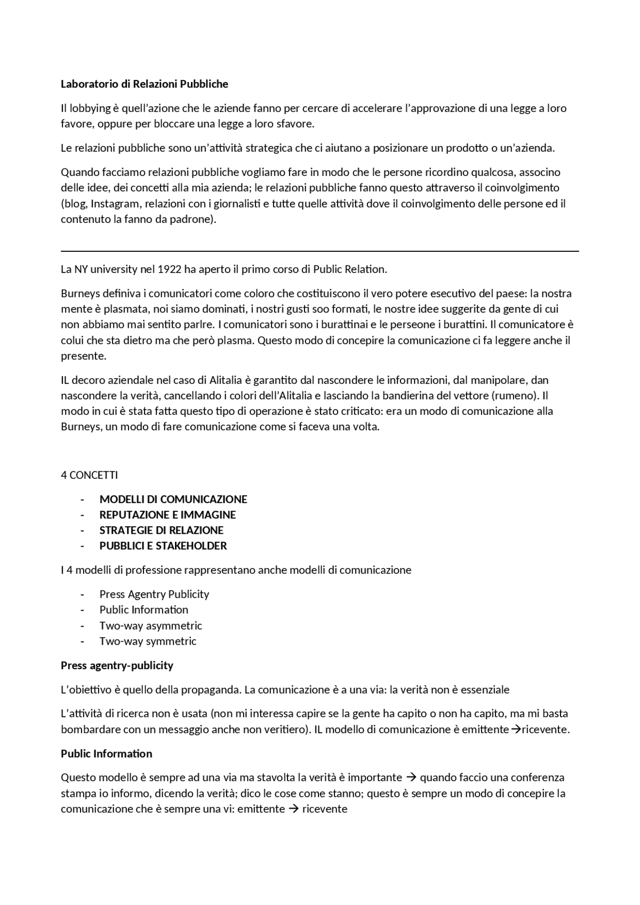 Prima Lezione Relazioni Pubbliche Docsity