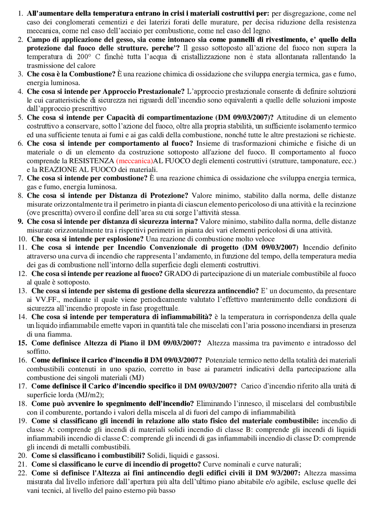 Progetto E Prevenzione Incendi Appunti Di Ingegneria Civile Docsity