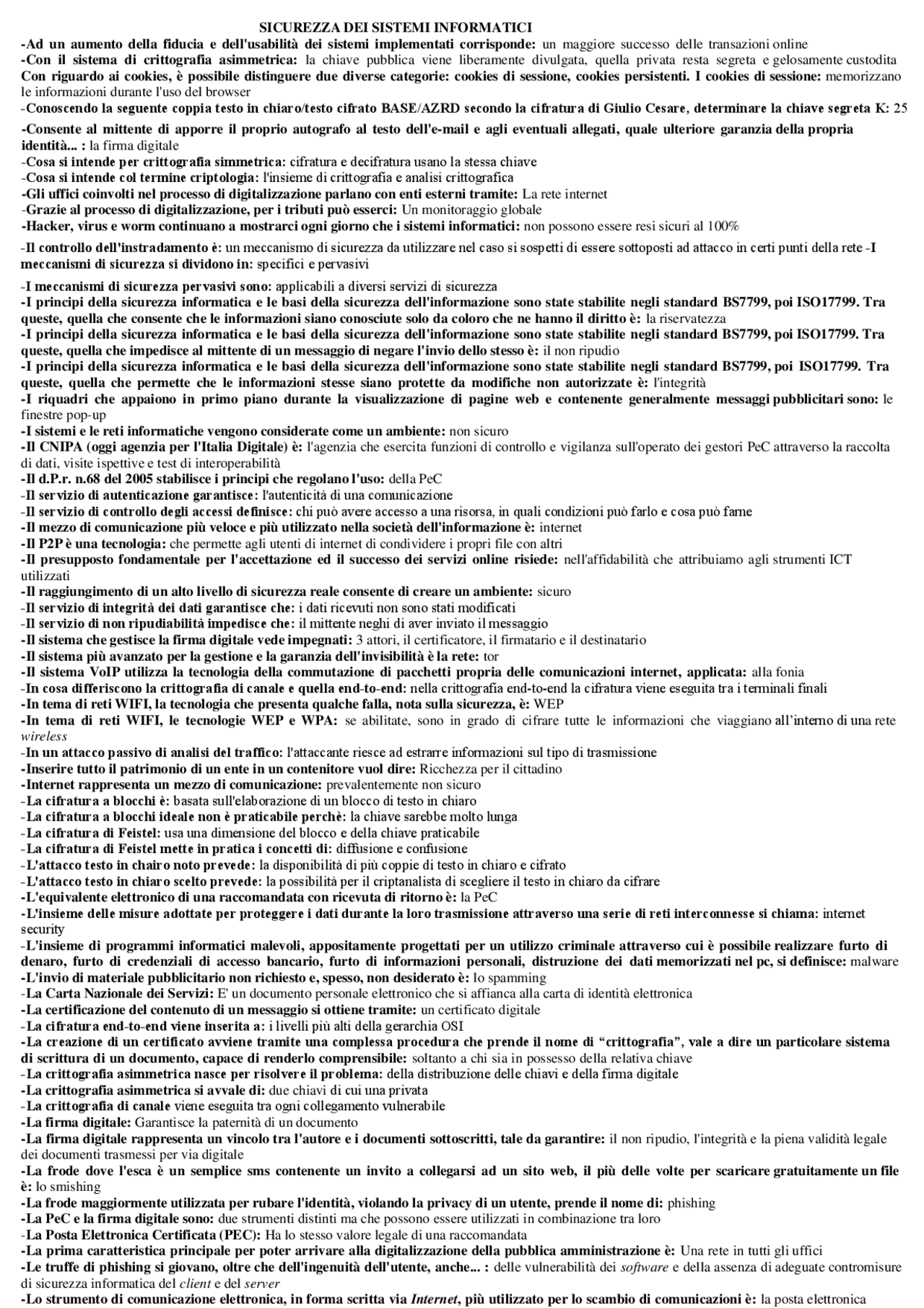 Sicurezza Dei Sistemi Informatici Appunti Di Ingegneria Gestionale