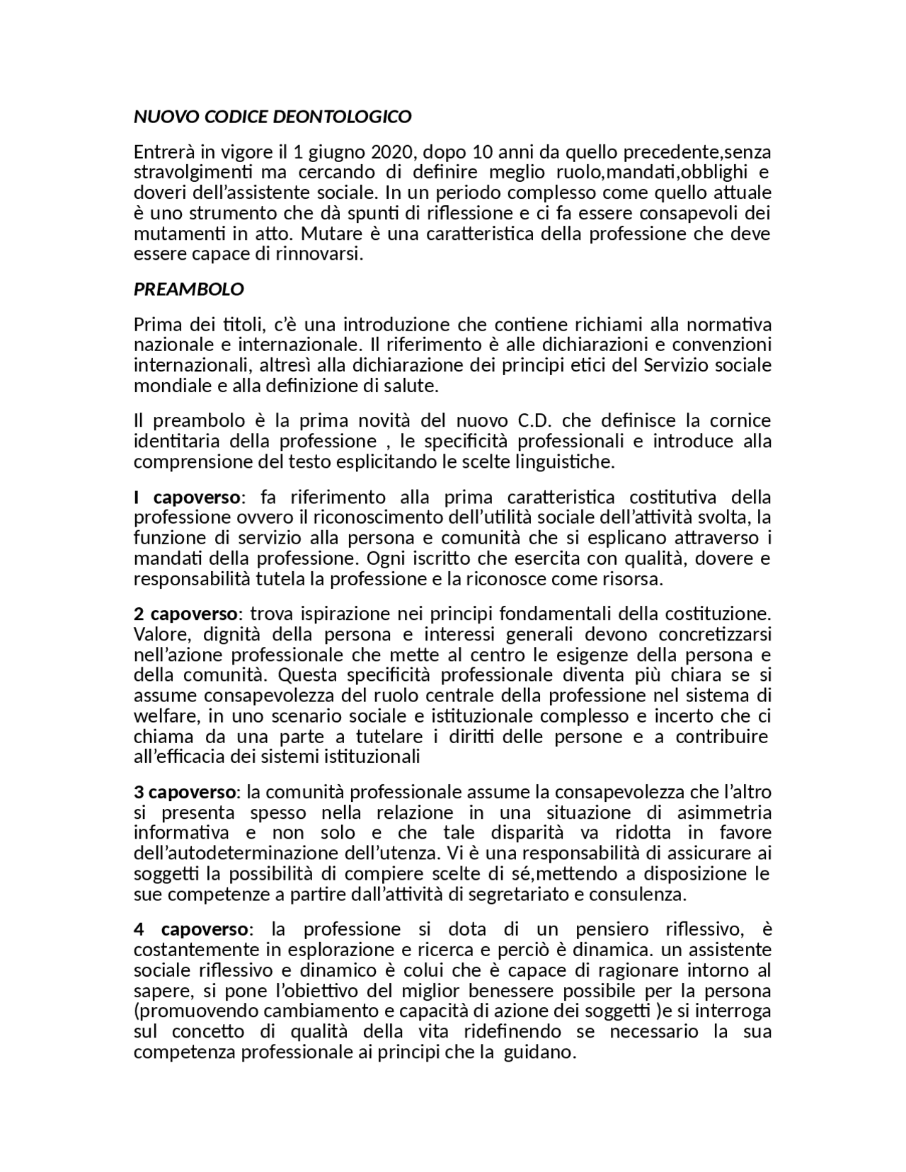 Nuovo Codice Deontologico Docsity