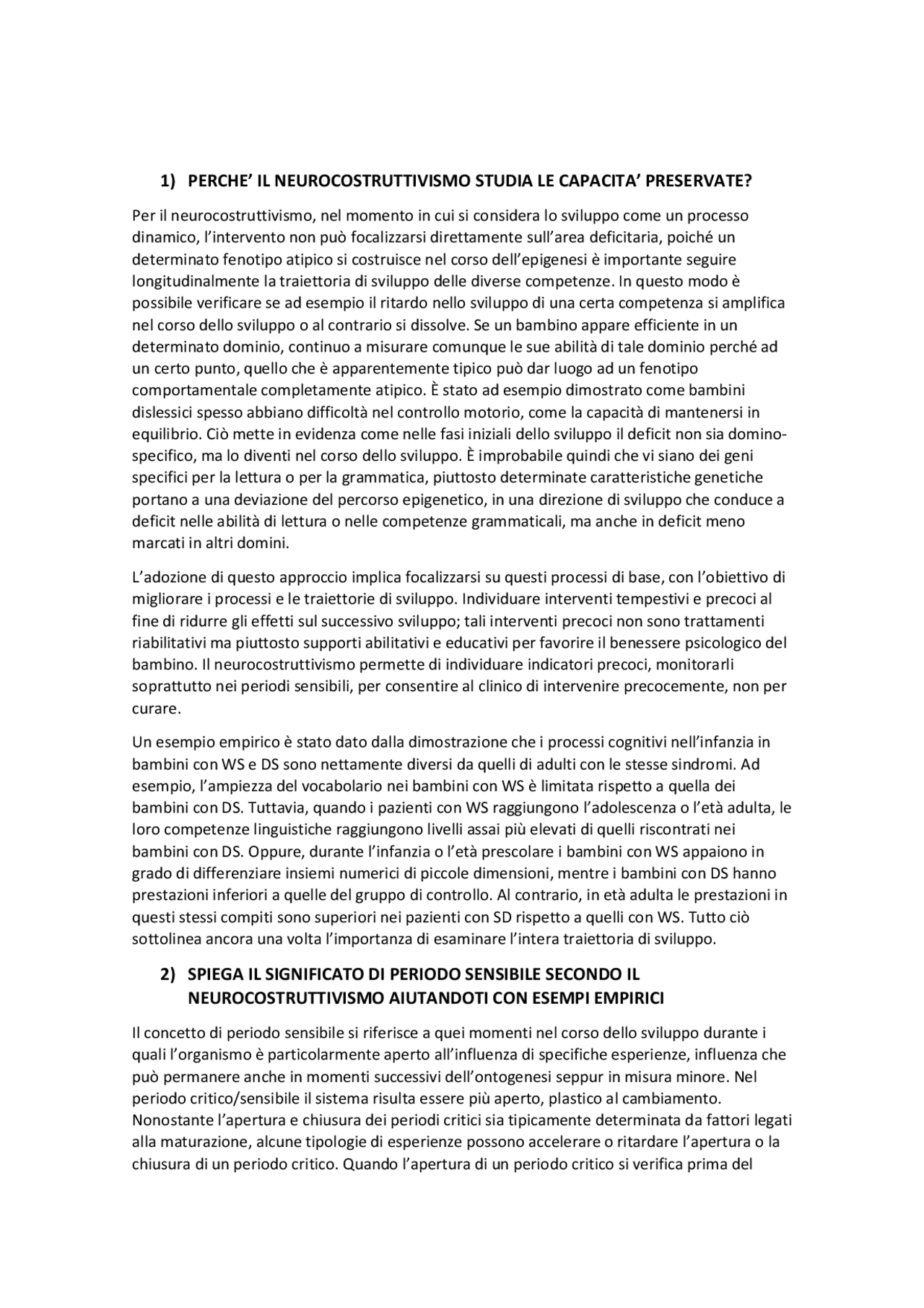 Domande Indicatori Precoci Di Sviluppo Atipico Appunti Di Psicologia