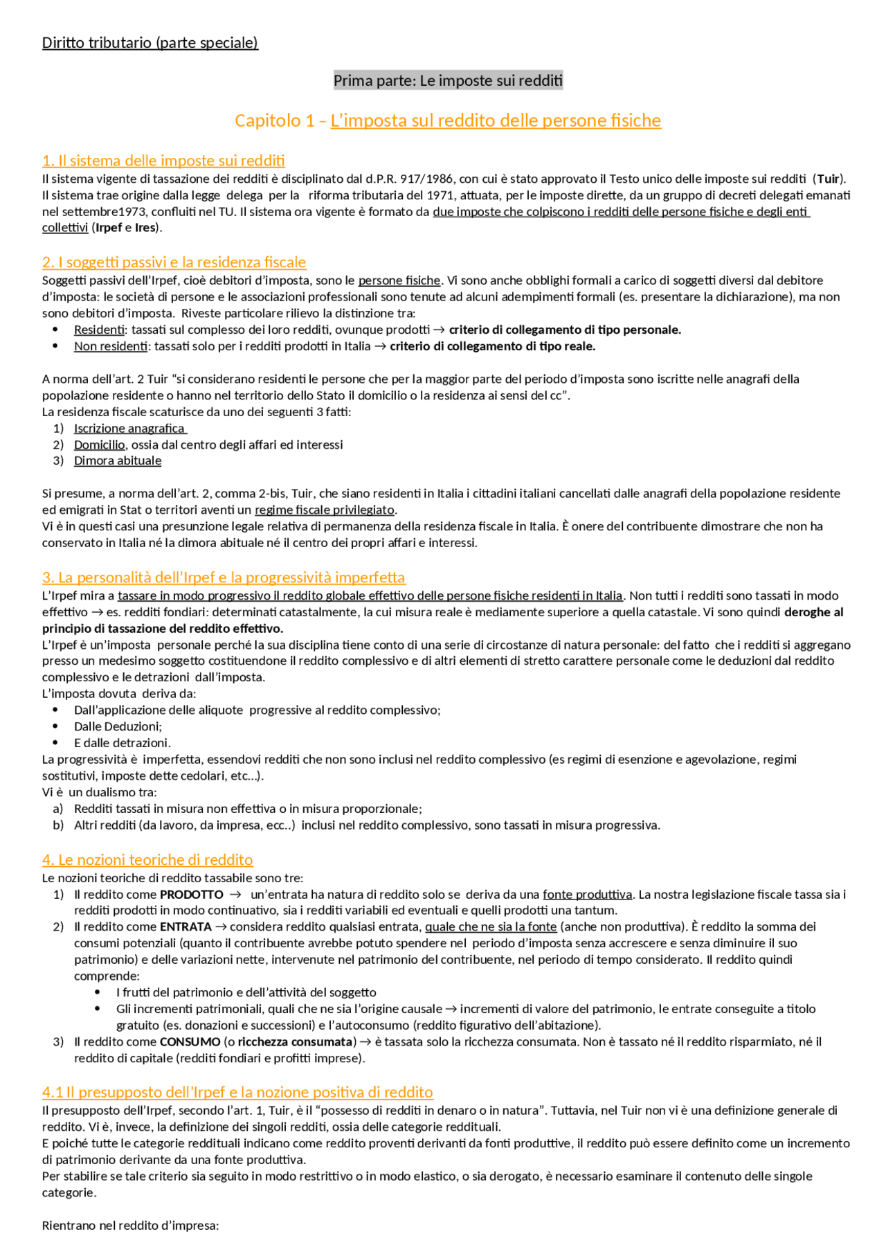 Istituzioni Di Diritto Tributario Parte Speciale Tesauro Docsity