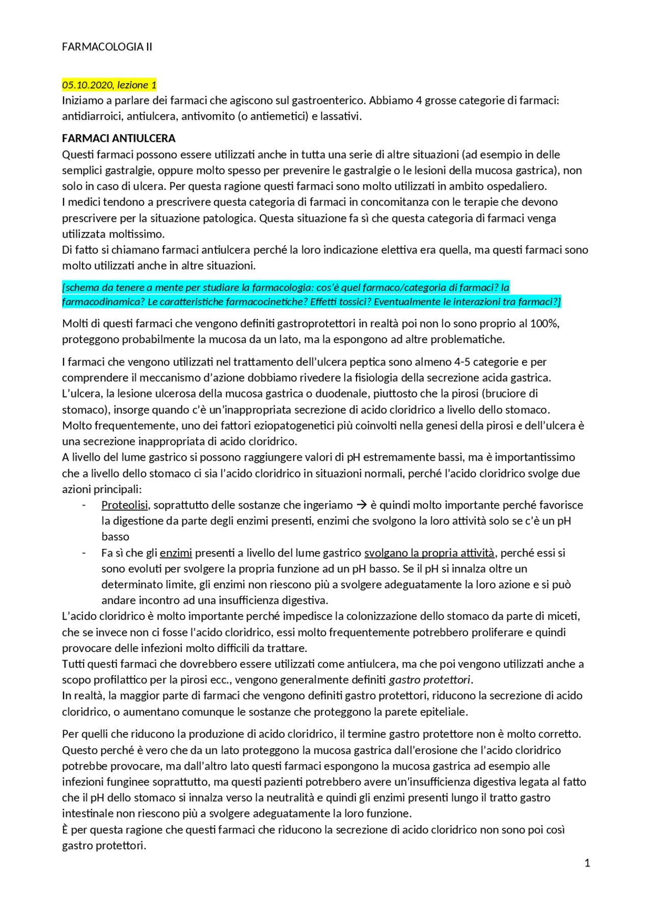Farmacologia 2, Infermieristica Torino - Docsity