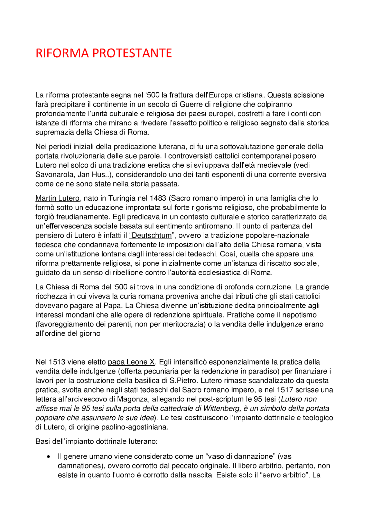 Riforma Protestante Il Cammino Di Lutero Docsity