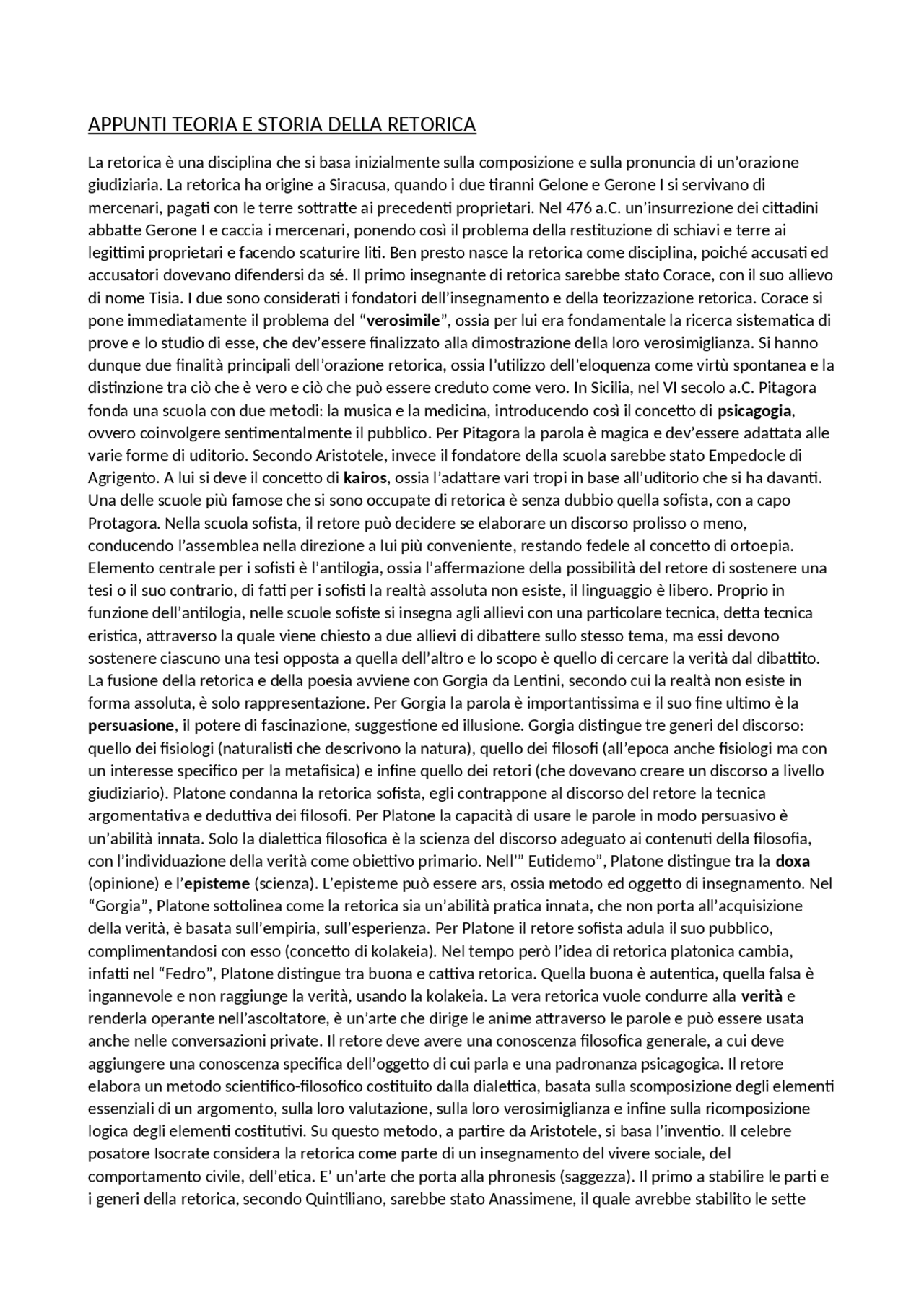 Appunti Teoria E Storia Della Retorica Docsity