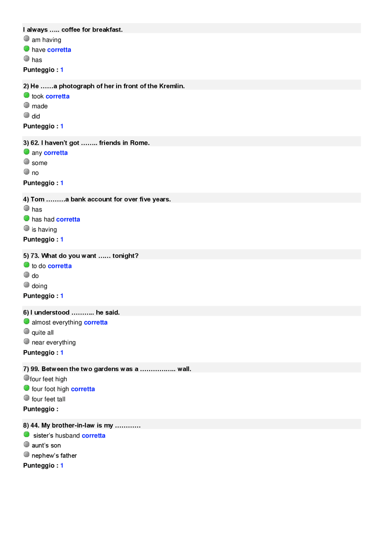 Test Completi Di Lingua Inglese Docsity