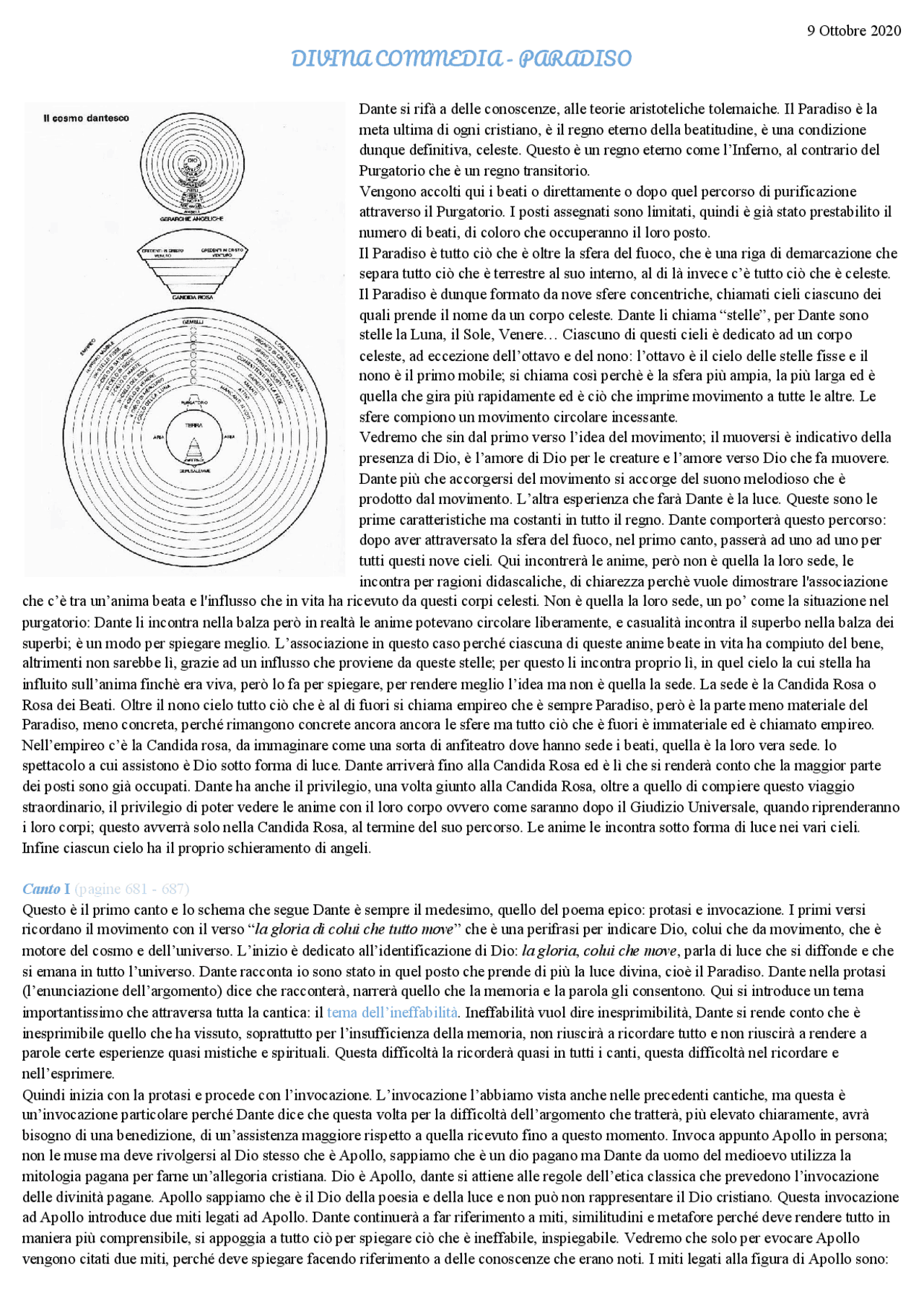 Paradiso E Canti I Iii Vi Docsity