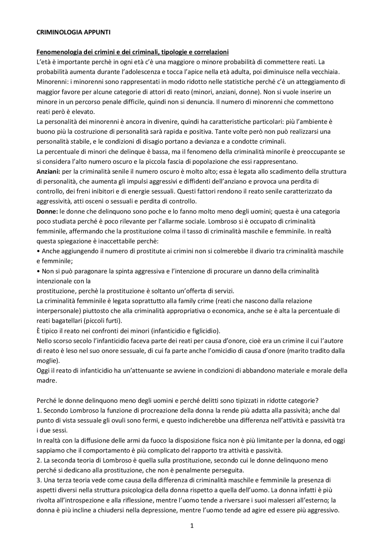 Criminologia Appunti Aggiuntivi Docsity