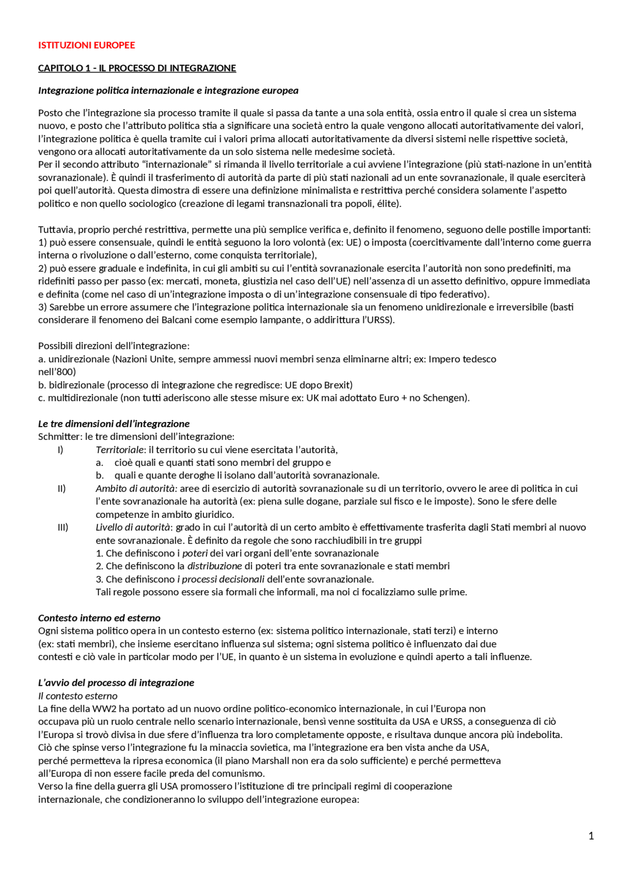 Istituzioni Europee Docsity