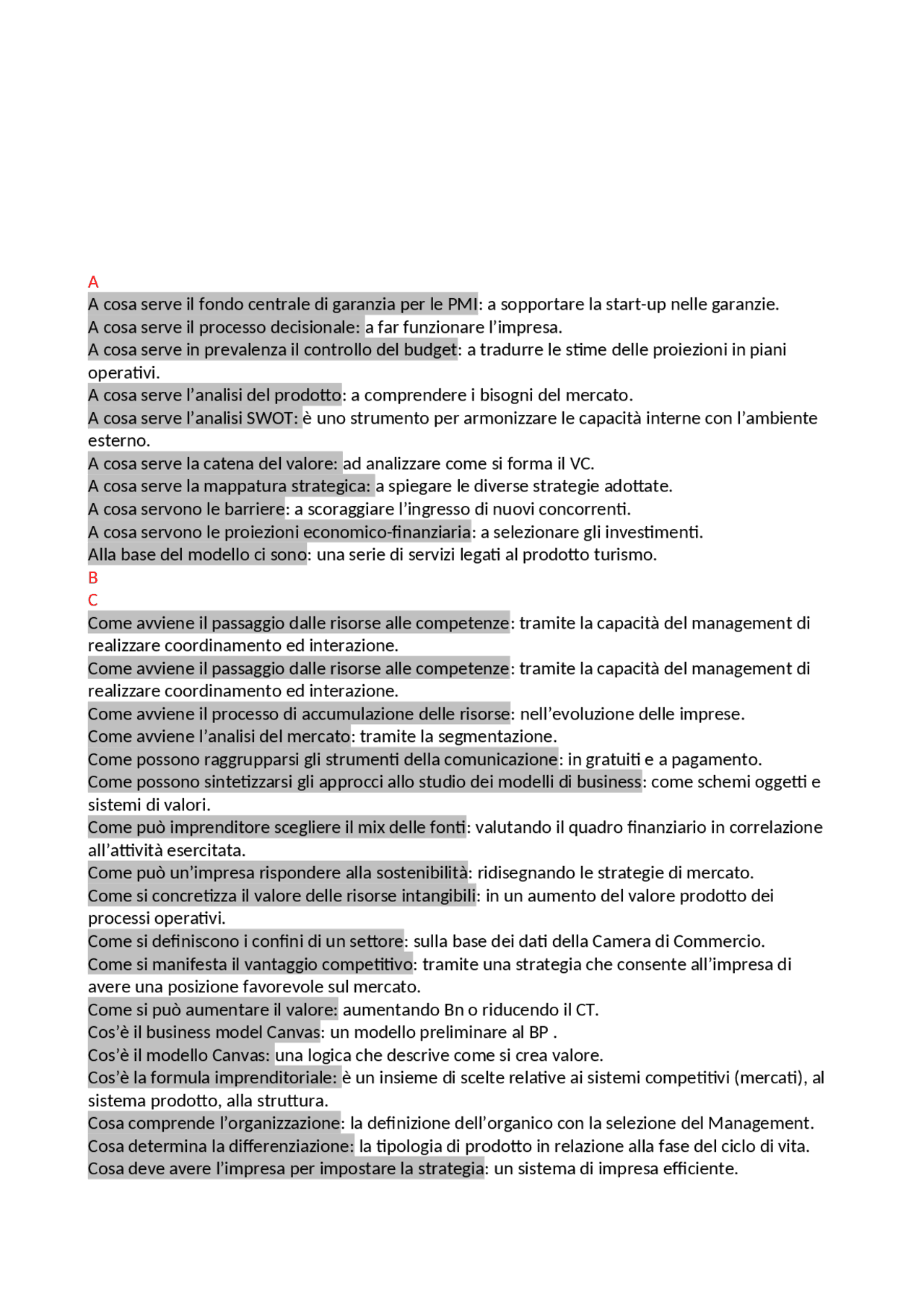 Paniere Economia E Gestione Delle Imprese Universitas Mercatorum Docsity