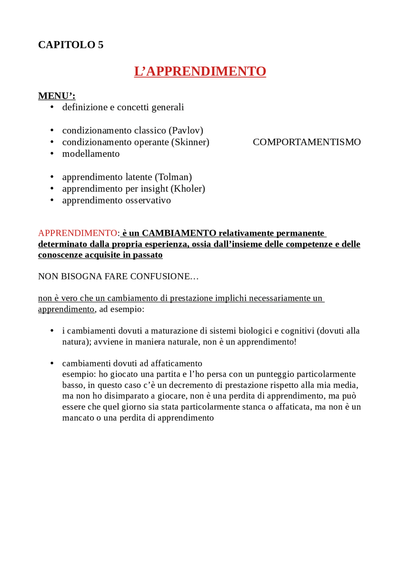 Psicologia Generale Lapprendimento Docsity