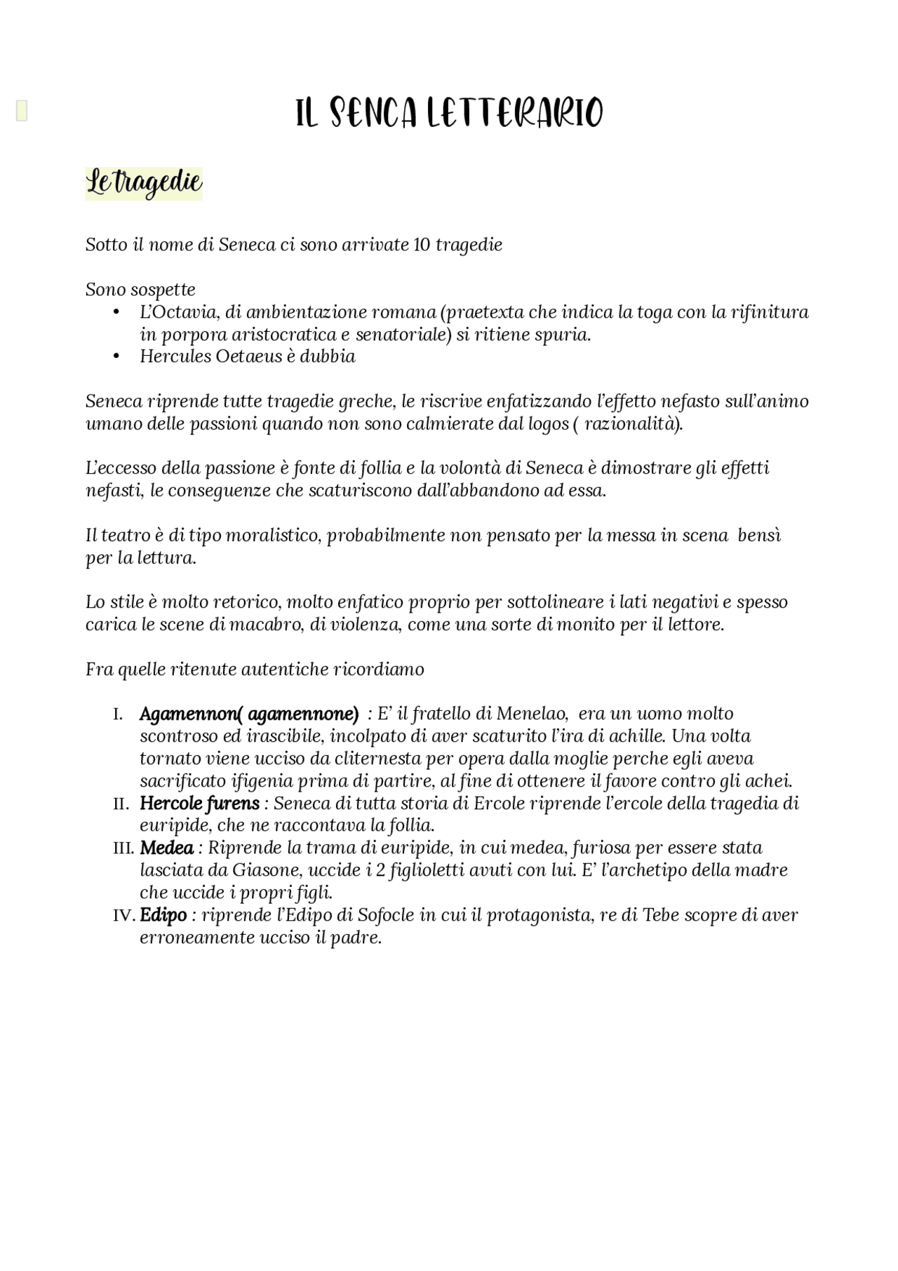 Le Tragedie Di Seneca Docsity