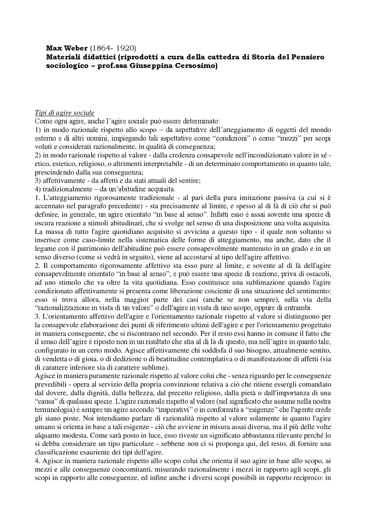 Economia E Società Weber Docsity