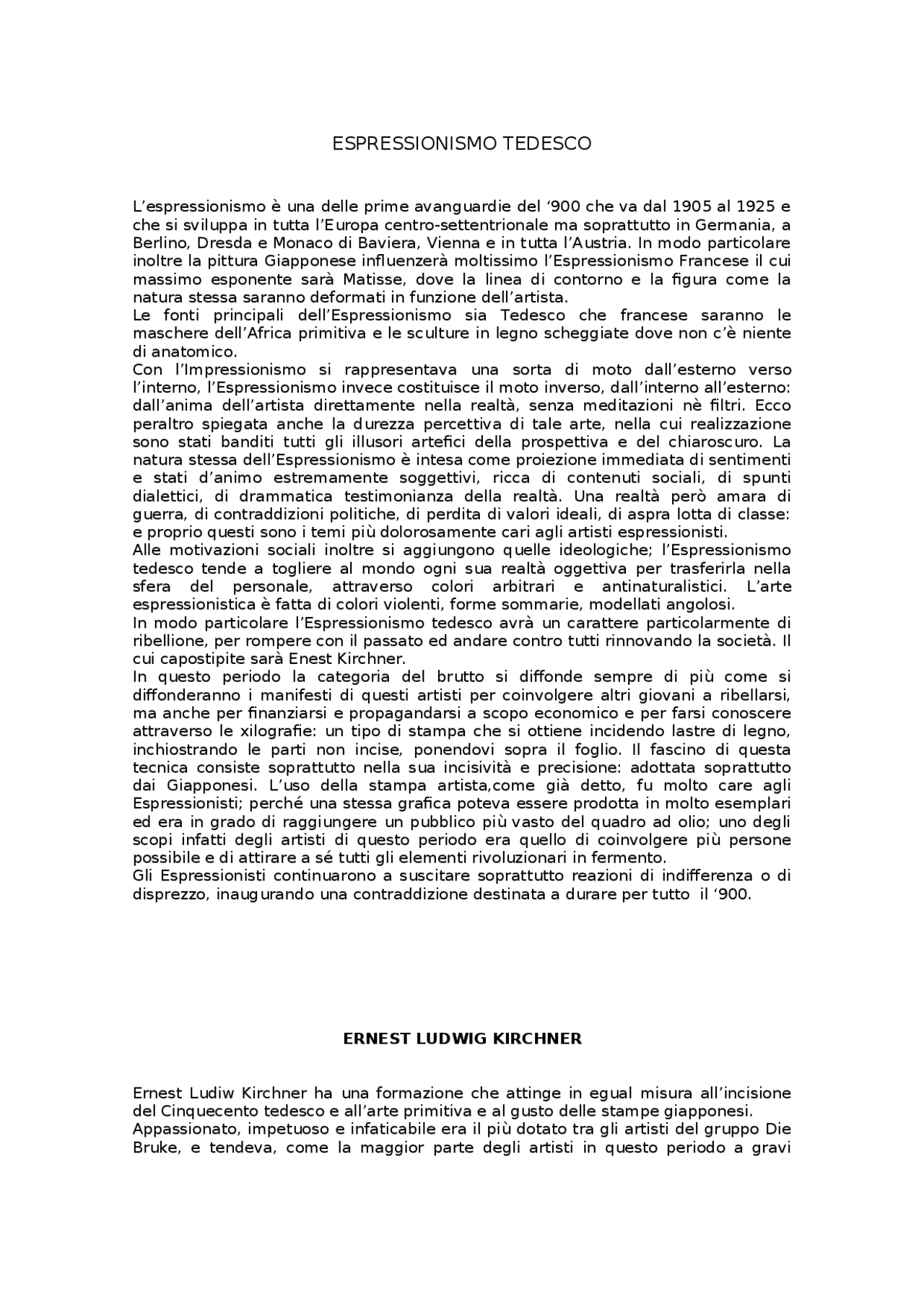 Che cos'è l'espressionismo - Docsity