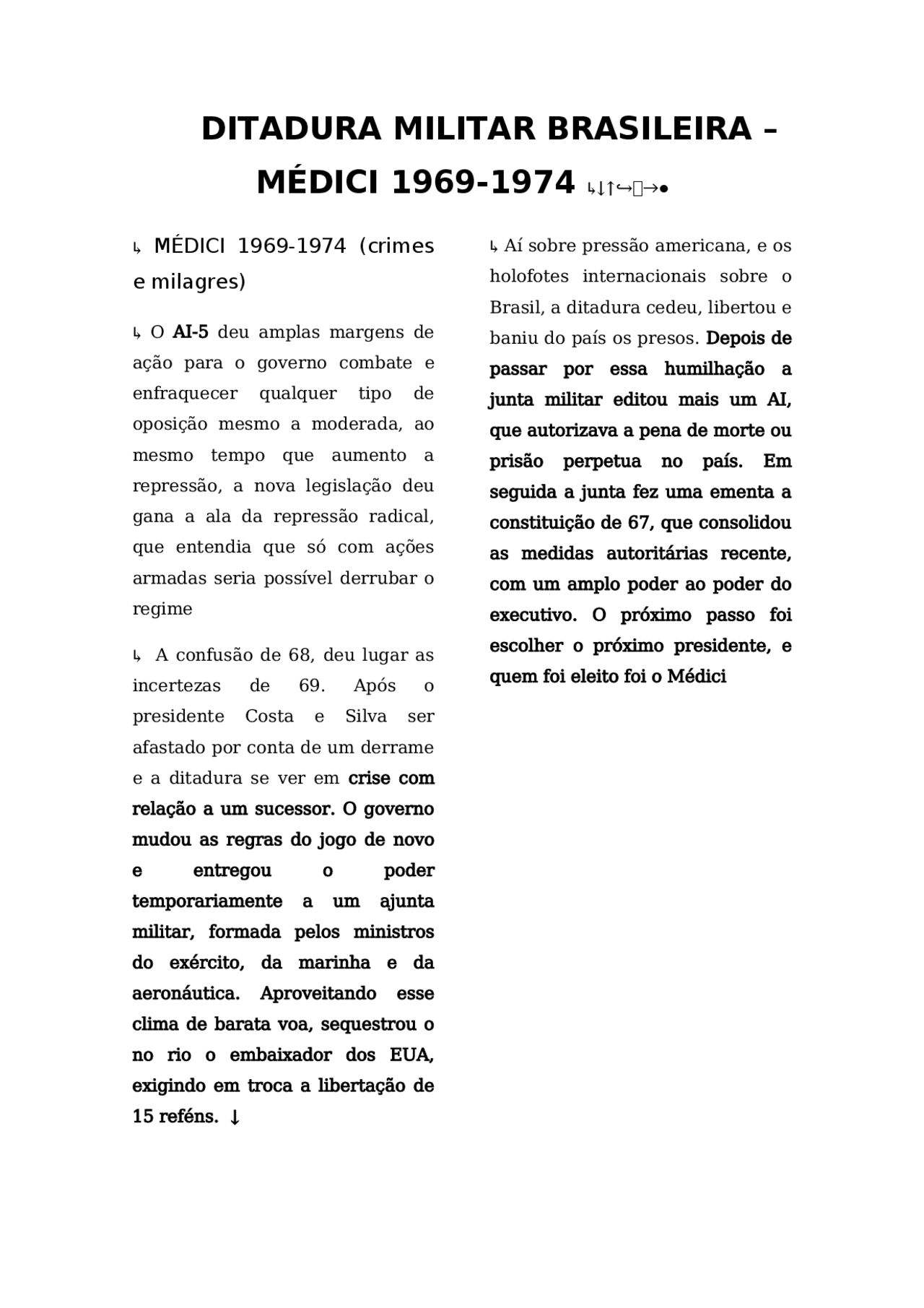 Resumo governo Medici - Docsity