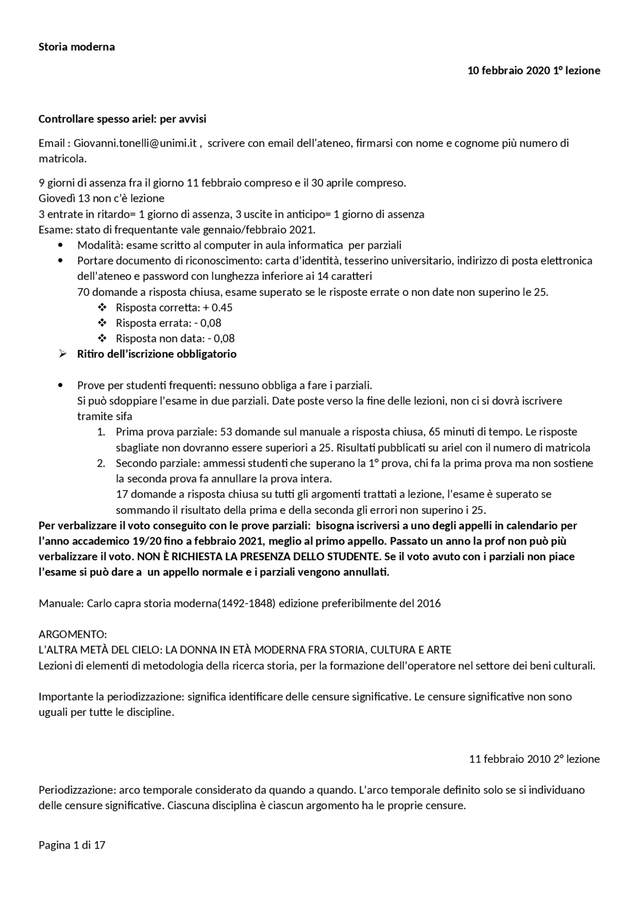 Appunti Storia Moderna Docsity