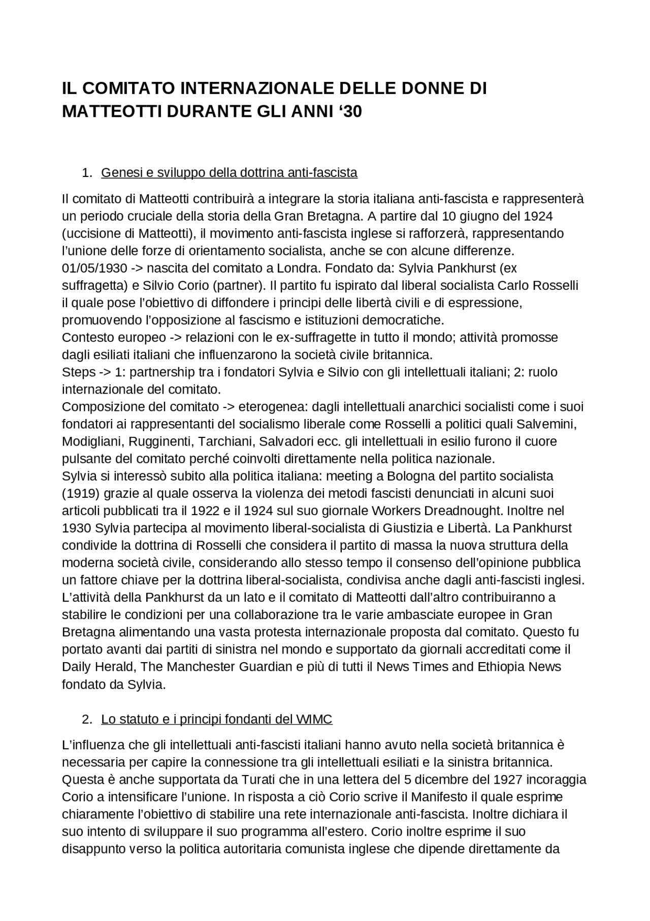 Riassunto Carlo Rosselli Docsity