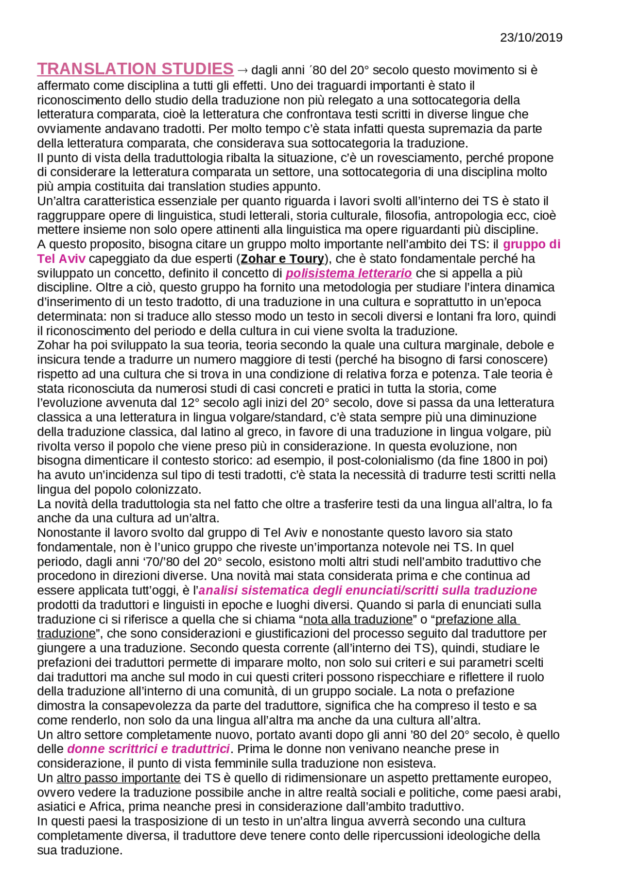 Storia Della Traduzione Docsity