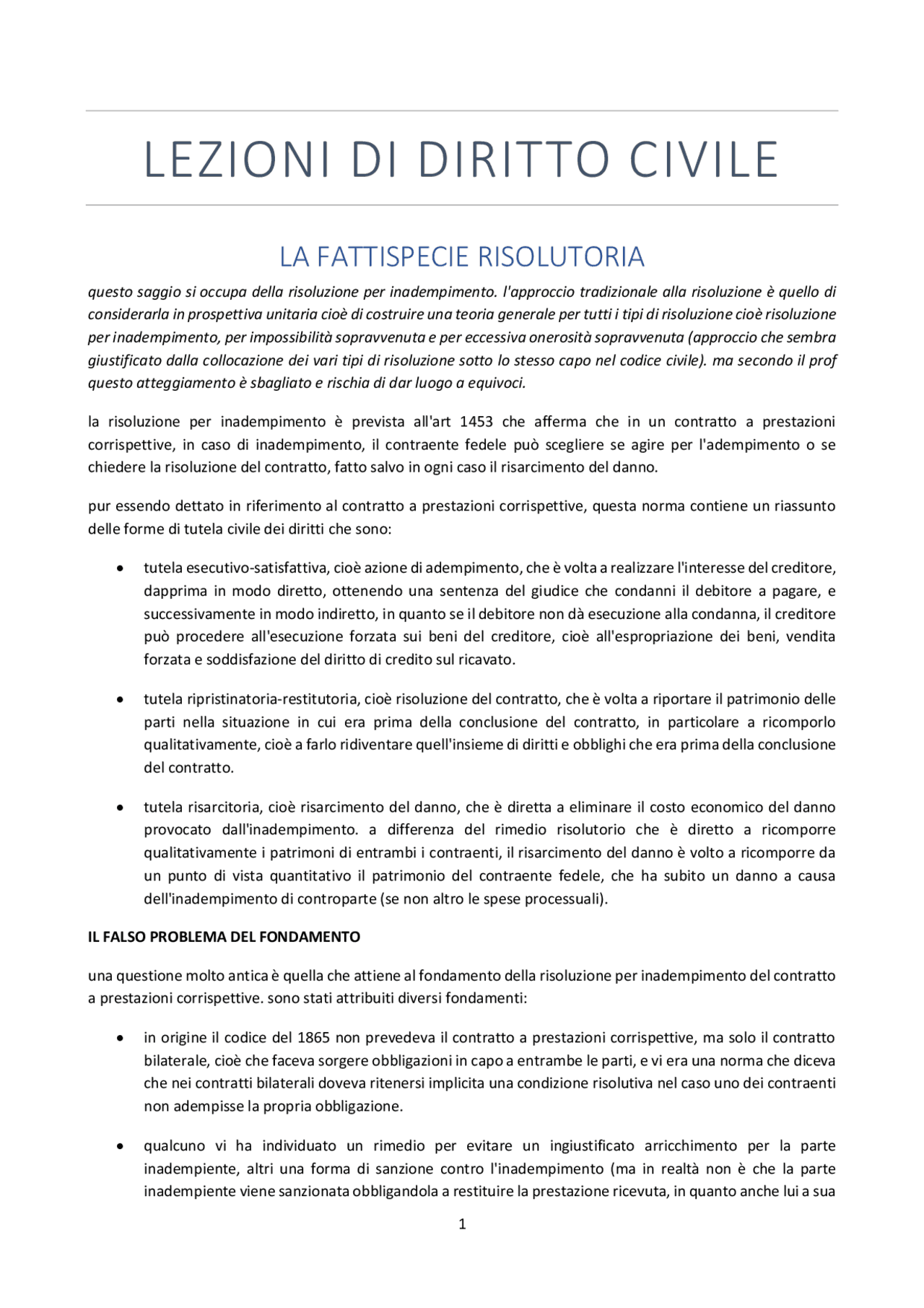 Riassunti Completi Saggi Di Diritto Diritto Civile Amadio Docsity