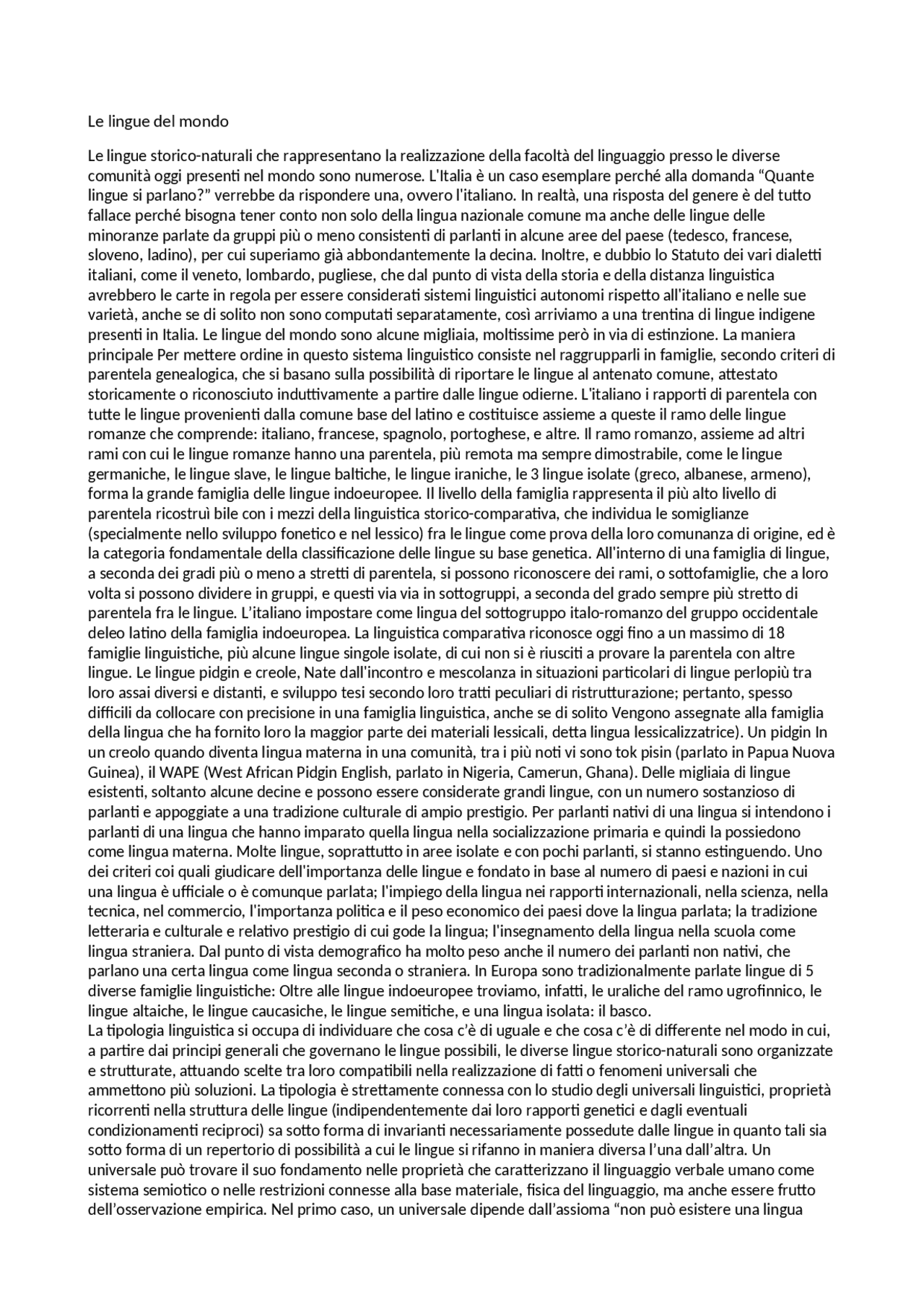 Lingue Nel Mondo Docsity