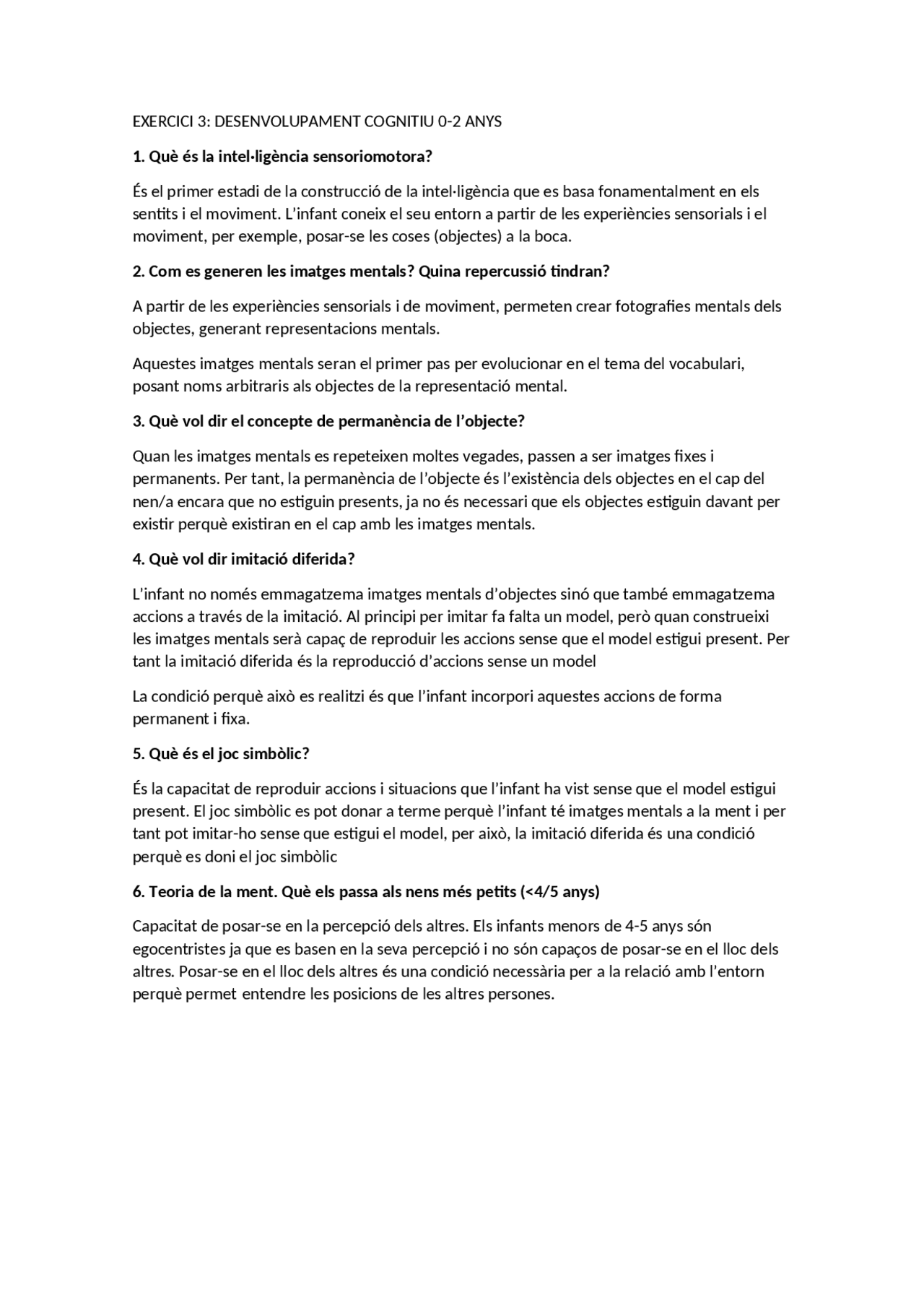 Actividad Desenvolupament Cognitiu 0 2 Anys Docsity
