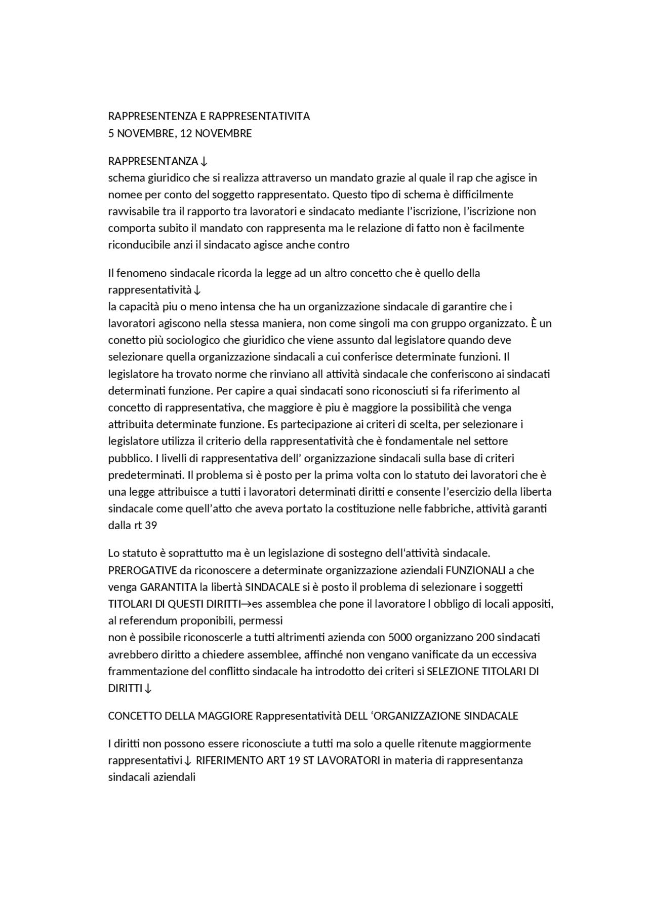 Appunti Diritto Sindacale Docsity
