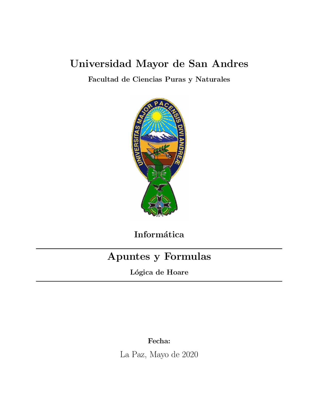 Logica de Hoare Formulario | Apuntes de Matemáticas Aplicadas | Docsity
