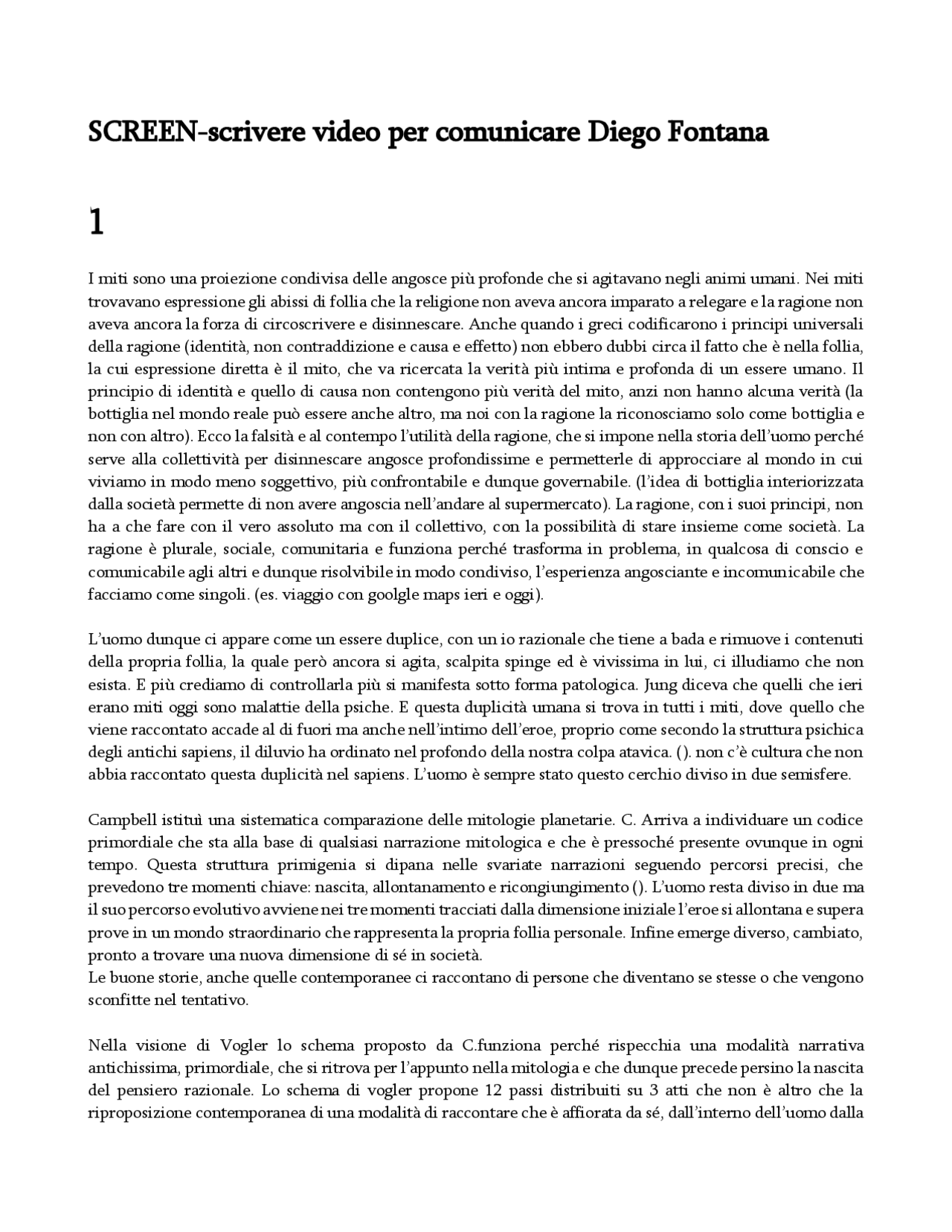 Screen. Scrivere video per comunicare D. Fontana. | Appunti di Teorie e tecniche della ...