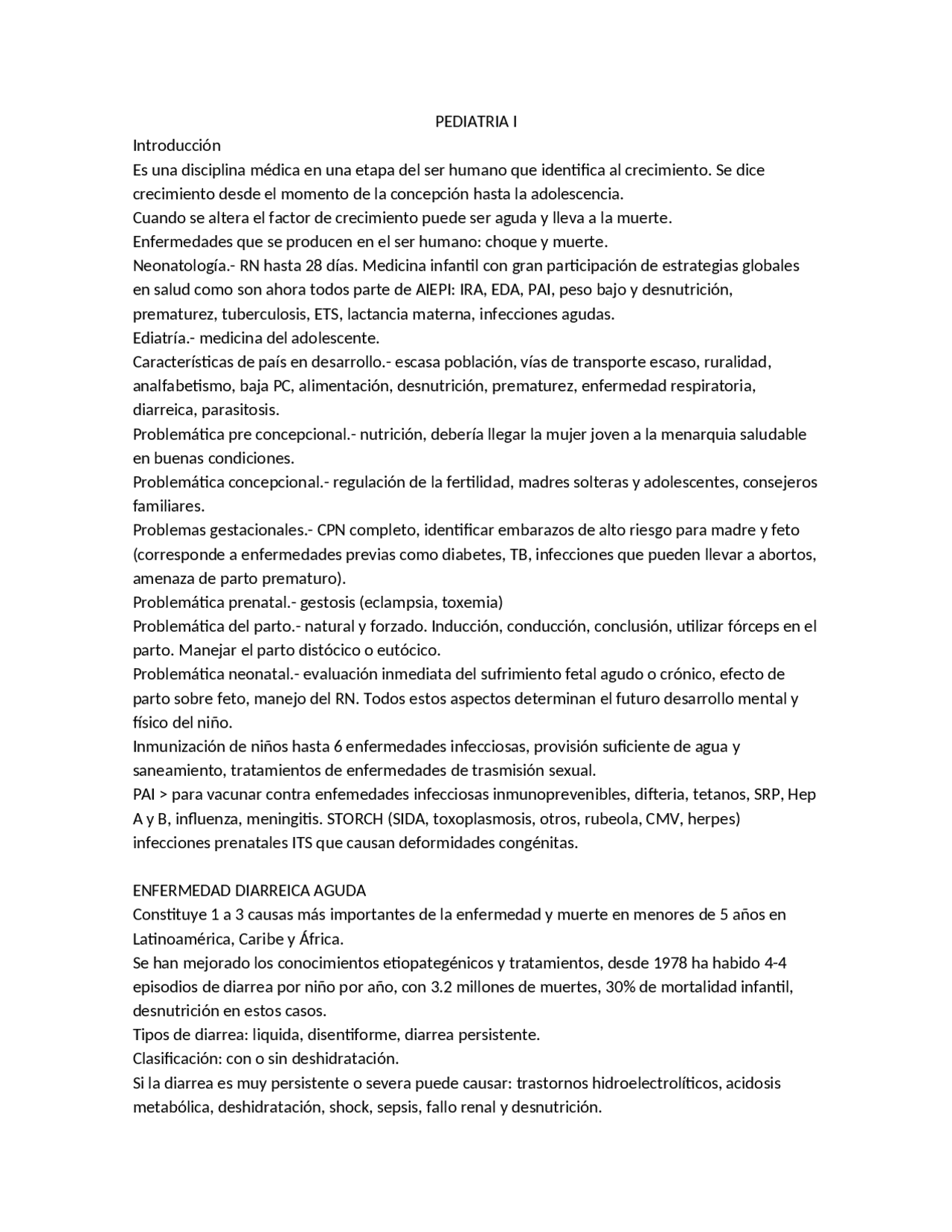 Apuntes De Pediatría Docsity
