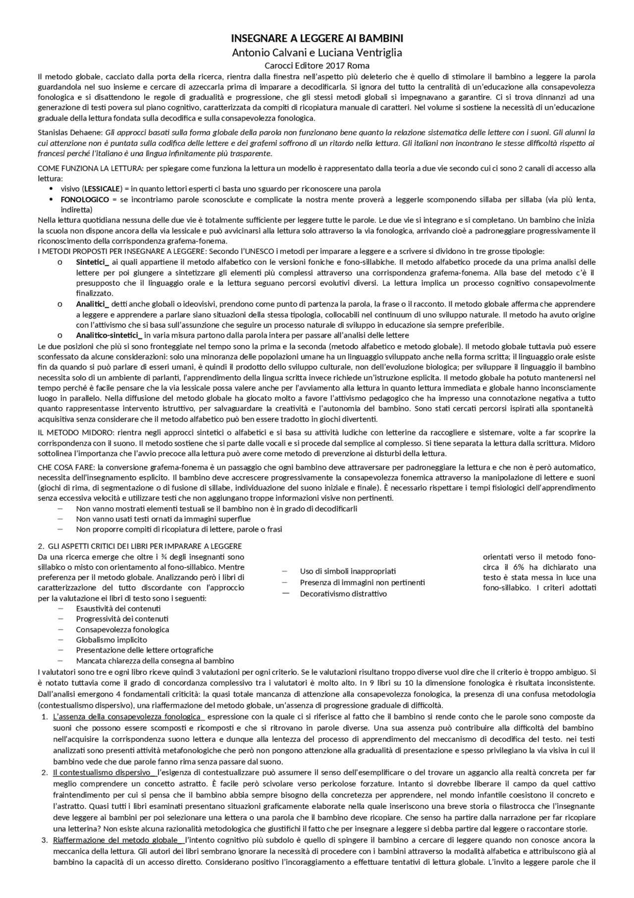 Insegnare A Leggere Ai Bambini Docsity