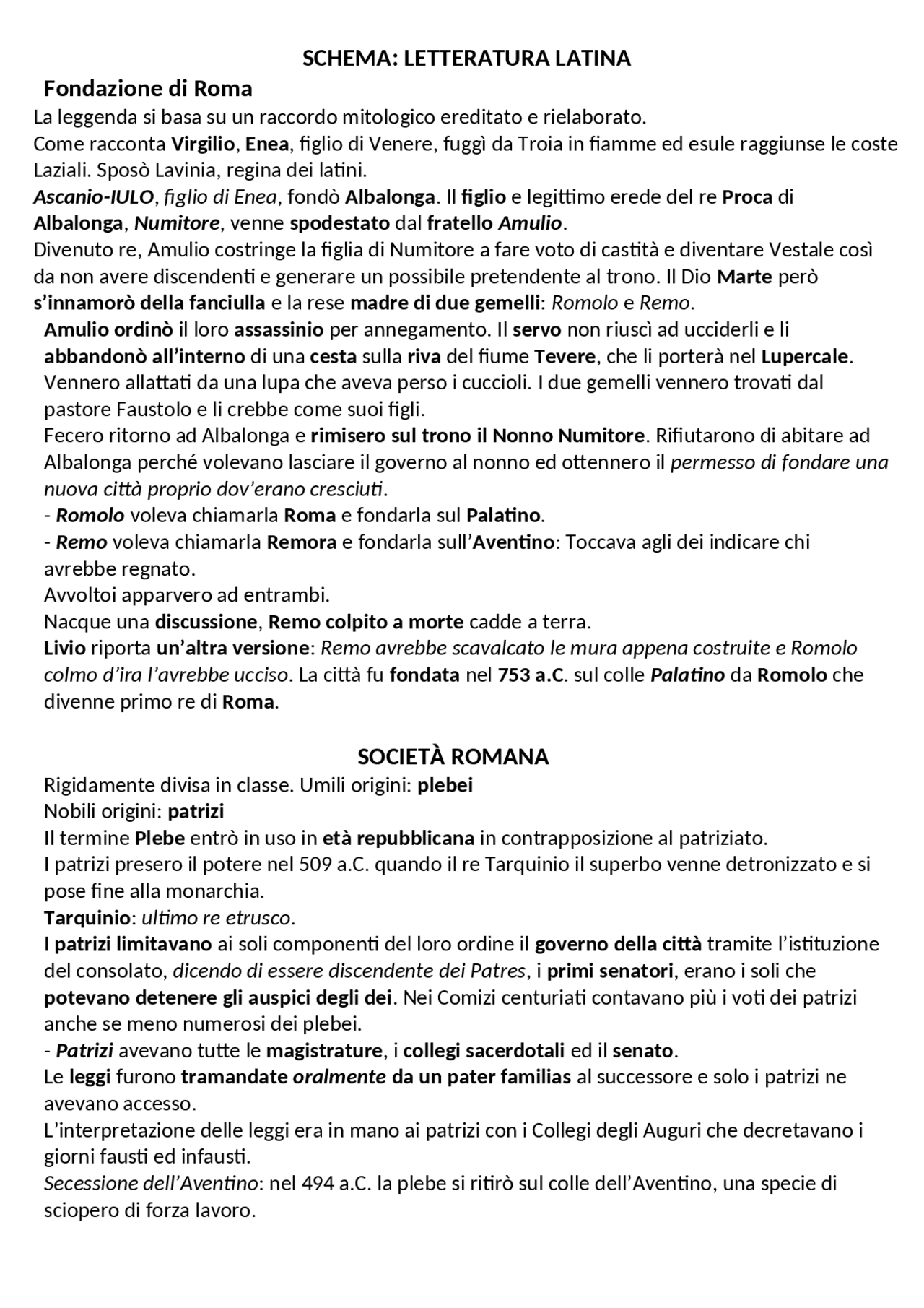 Riassunti Letteratura Latina Docsity