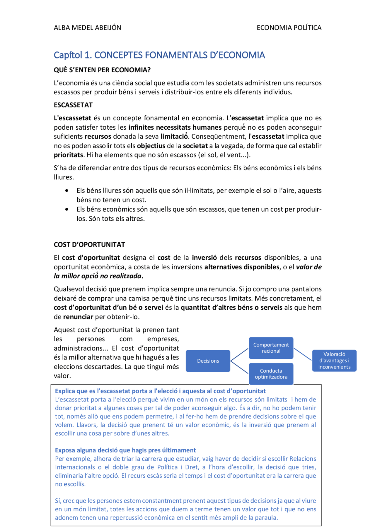 Apunts Conceptes Fonamentals Economia Política Docsity