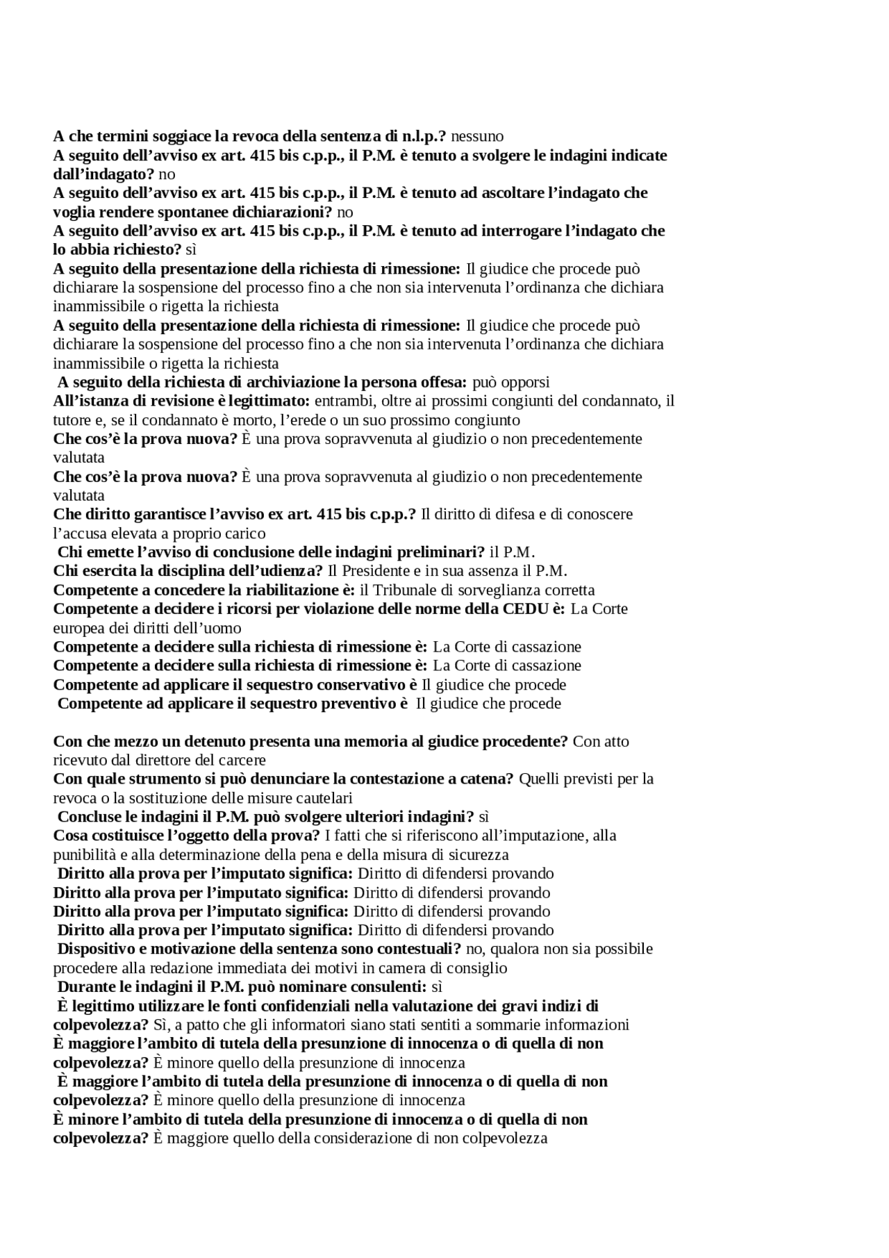 Test Procedura Penale Unicusano Docsity
