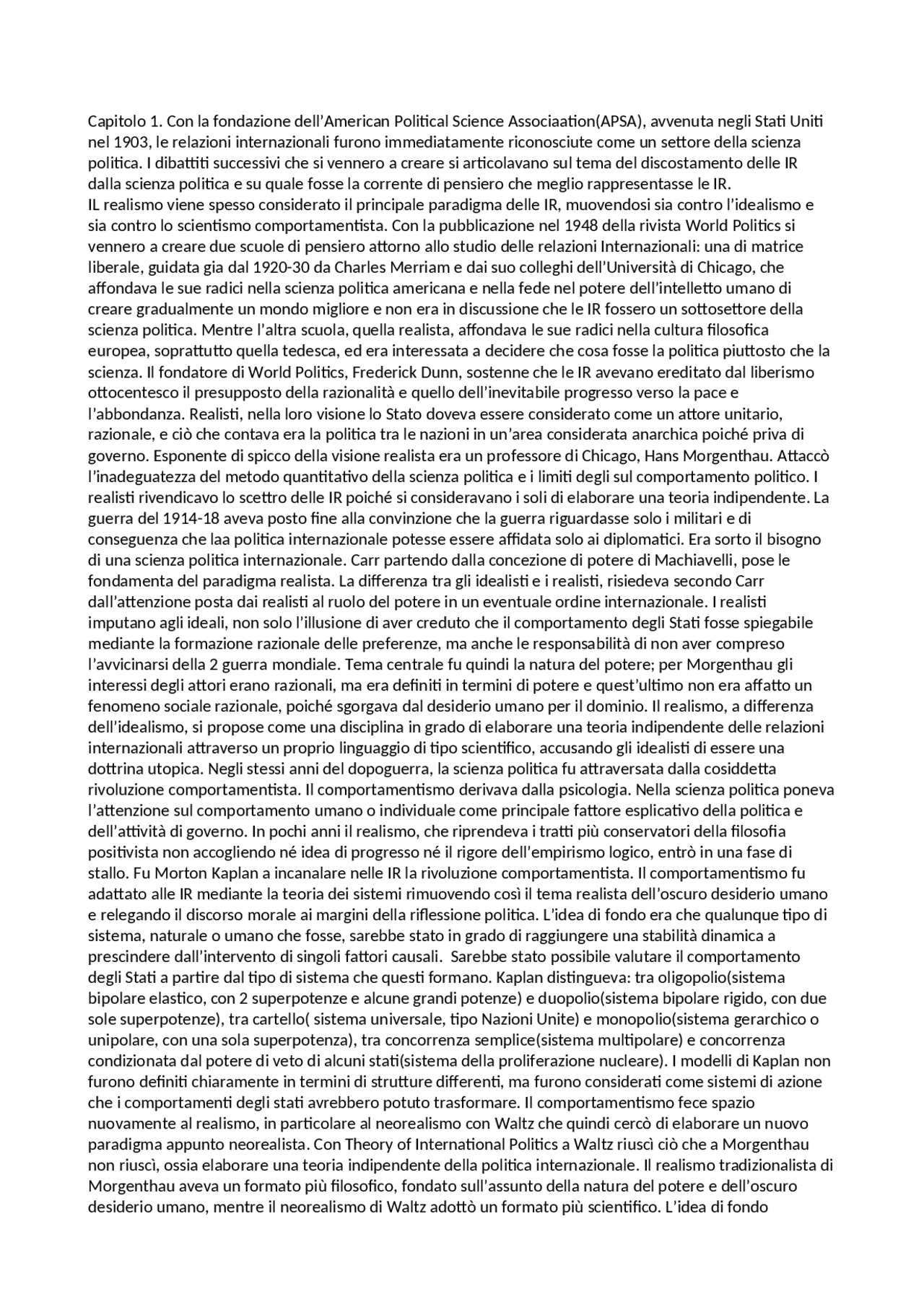 Riassunto Manuale Relazioni Internazionali Diodato Docsity