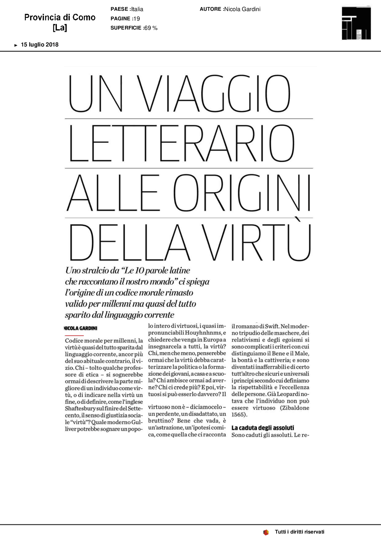 Alle Origini Della VirtÙ Docsity